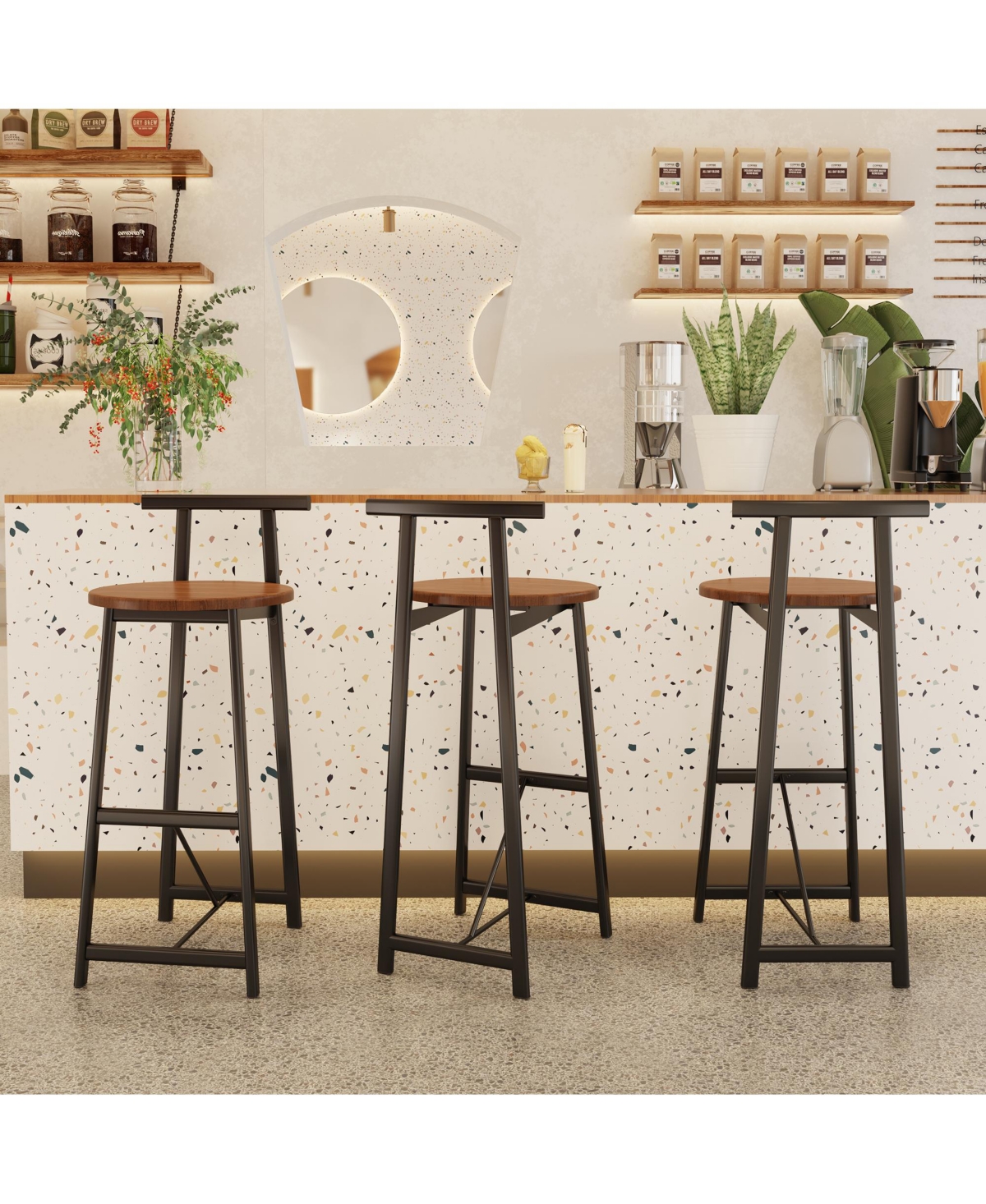 Click here for flynama Counter Height Bar Stools Set of 3 with Ba... prices