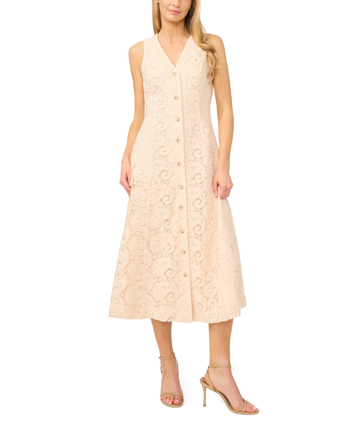 Click here for CeCe Womens Sleeveless V-Neck Midi Dress - Natural prices