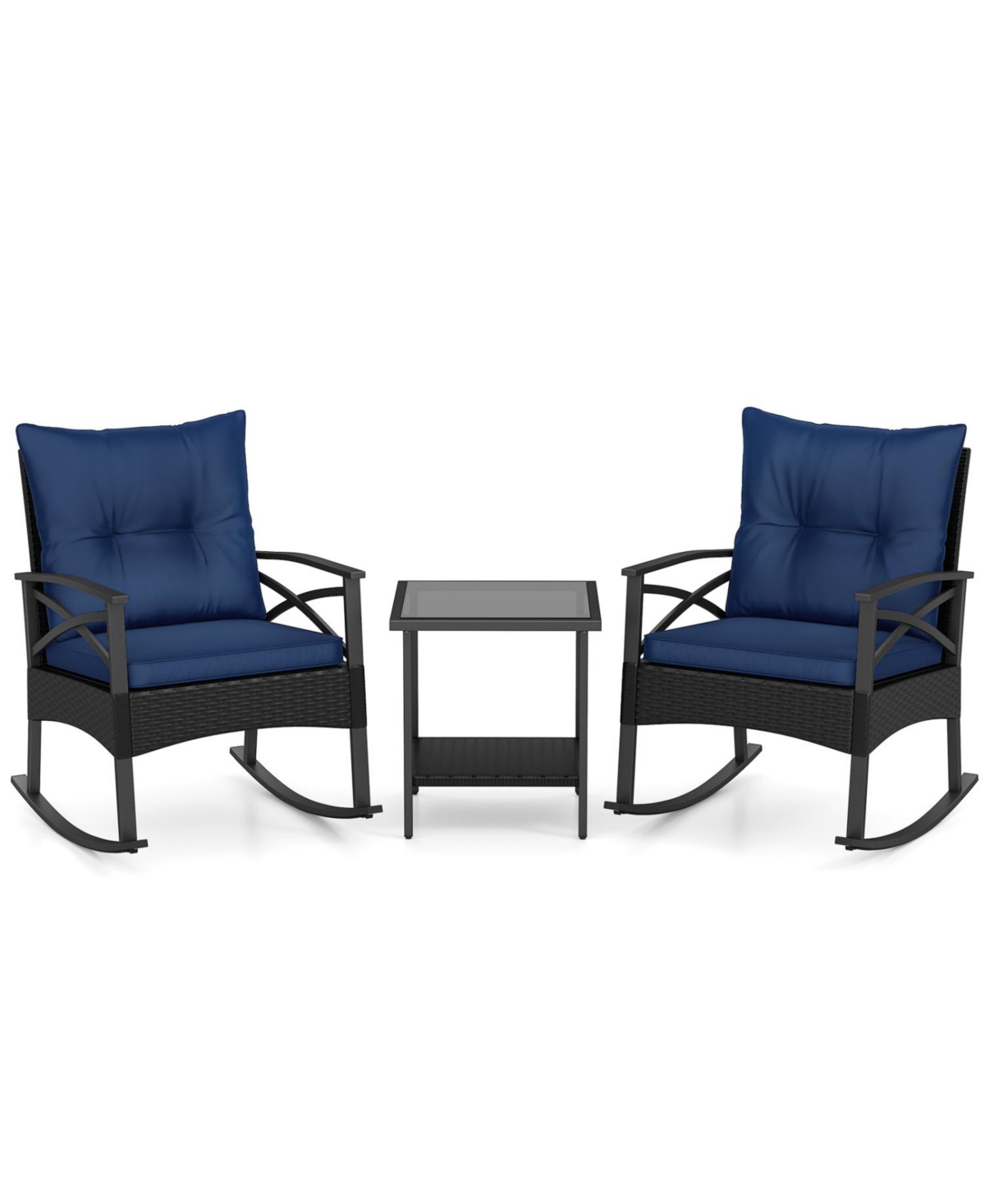 Click here for Slickblue 3 Piece Outdoor Rattan Rocking Chair Set... prices