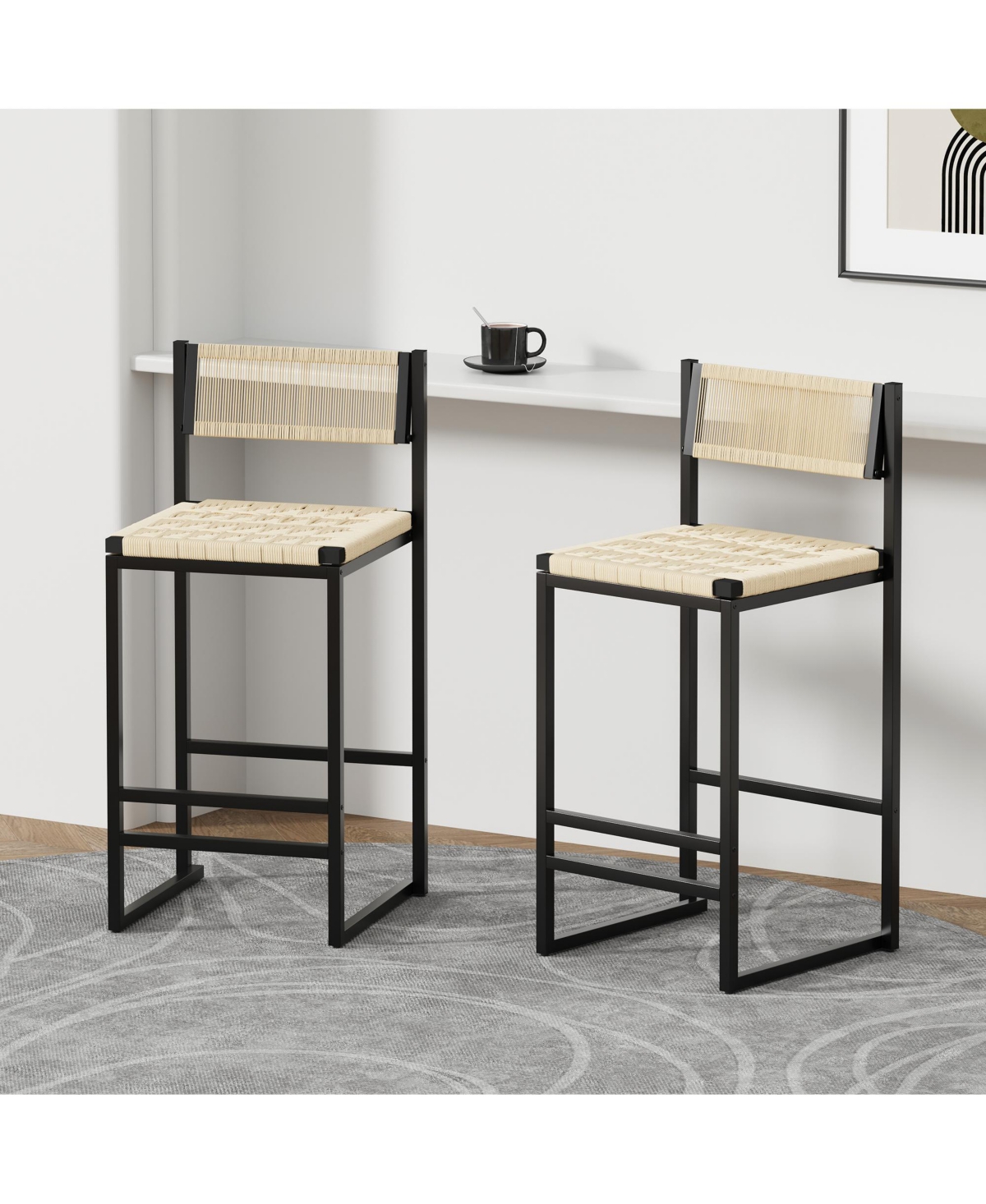 Click here for flynama Woven Paper Rope Bar Stools Set of 2 with... prices