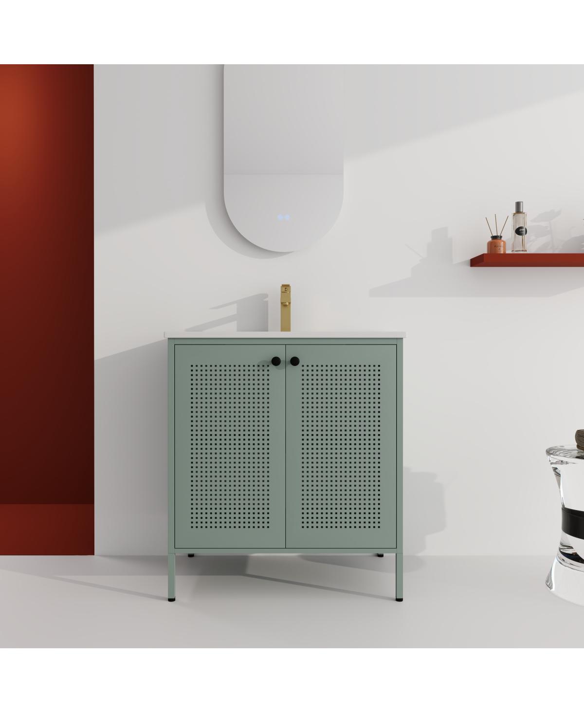 Click here for Sillysis Modern Steel Bathroom Vanity with Ceramic... prices