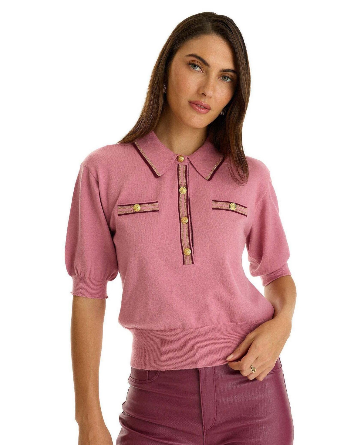 Click here for The Noli Shop Womens Bobbi Polo Shirt - Dusty rose prices