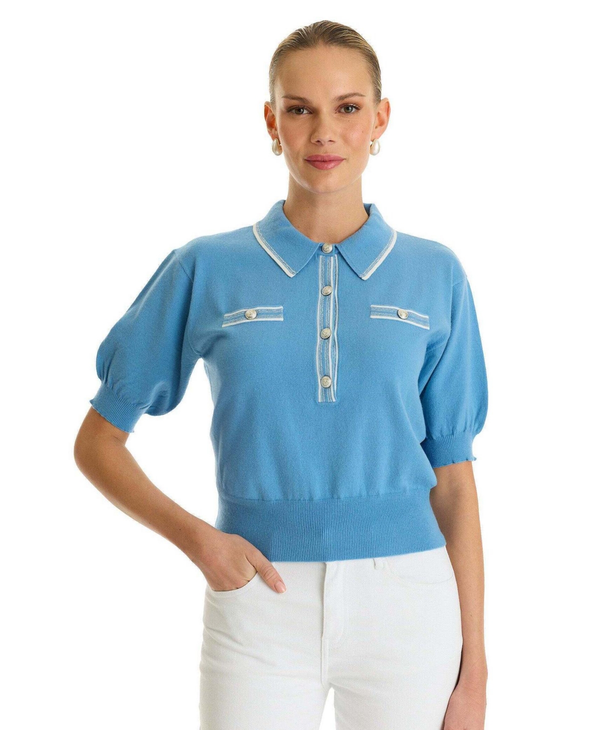 Click here for The Noli Shop Womens Bobbi Polo Shirt - Serene blu... prices