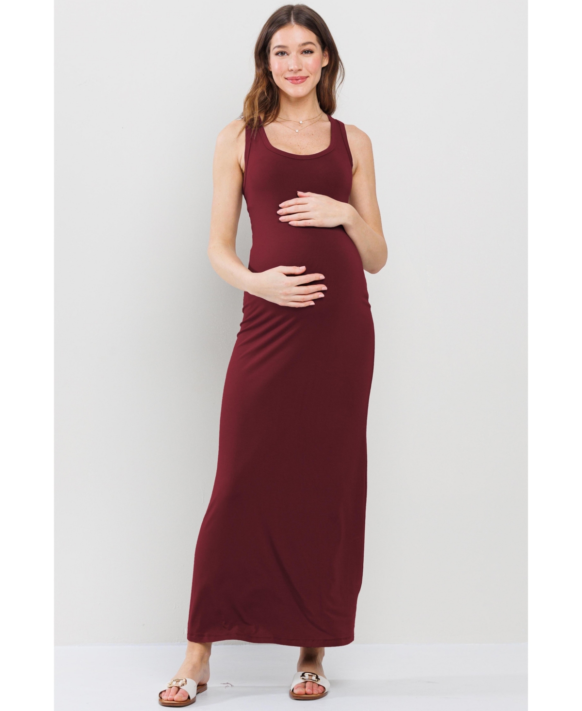 Click here for Hello Miz Maternity Scoop Neck Sleeveless Maxi Dre... prices