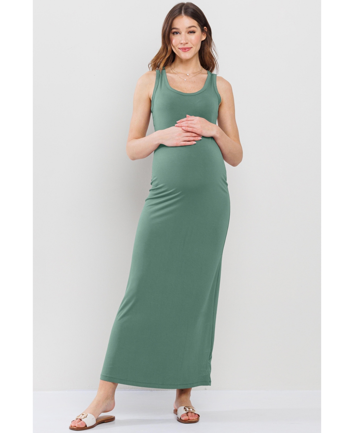 Click here for Hello Miz Maternity Scoop Neck Sleeveless Maxi Dre... prices