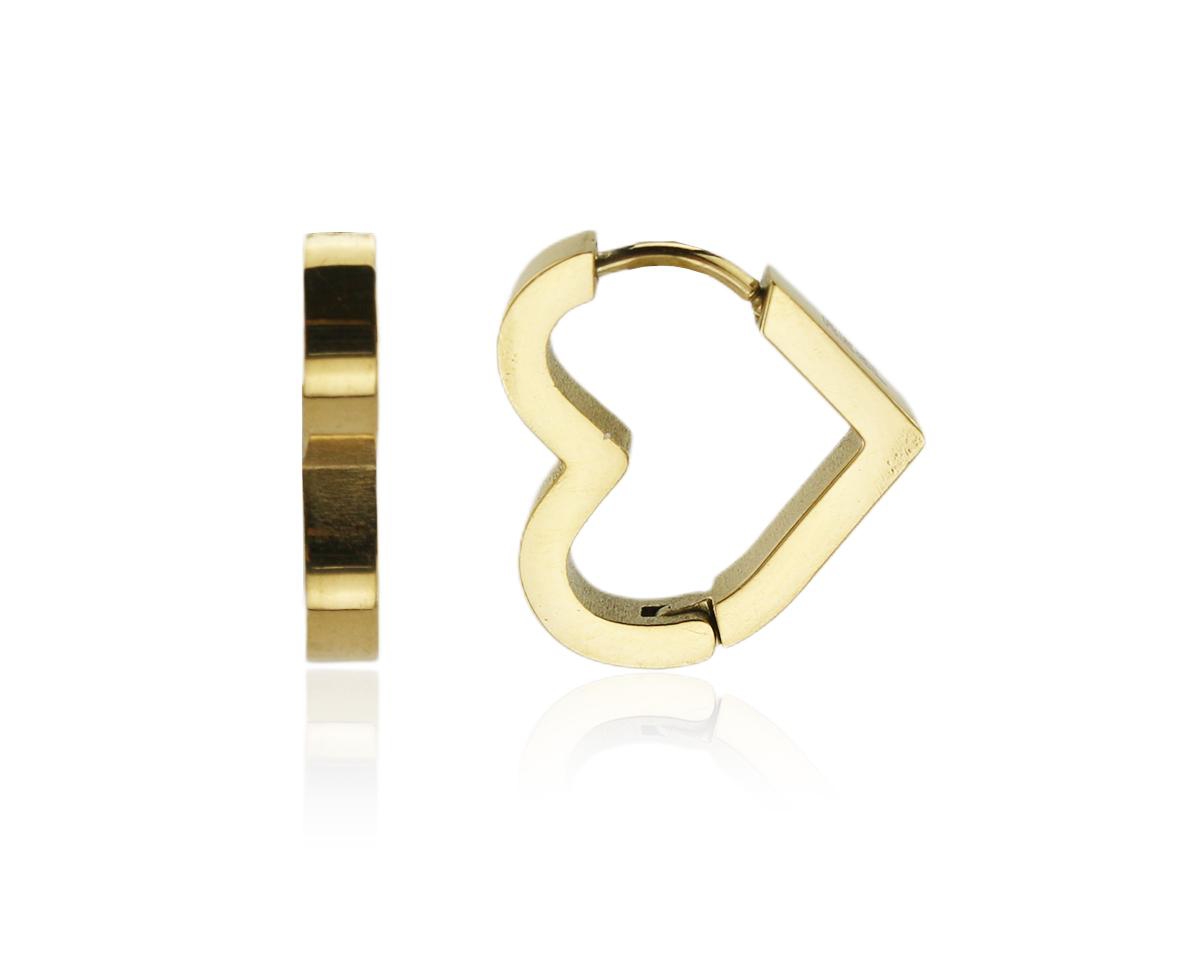 Click here for Rebl Jewelry Heart Huggie Earrings - Gold prices