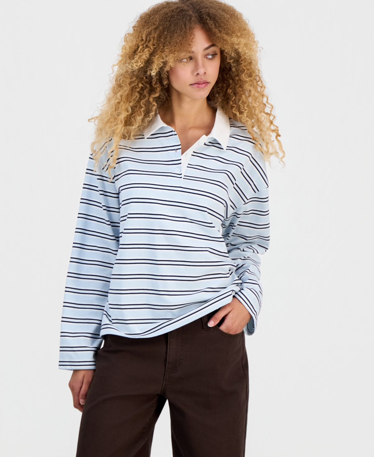 Click here for Madden Girl Juniors Striped Long-Sleeve Rugby Top... prices