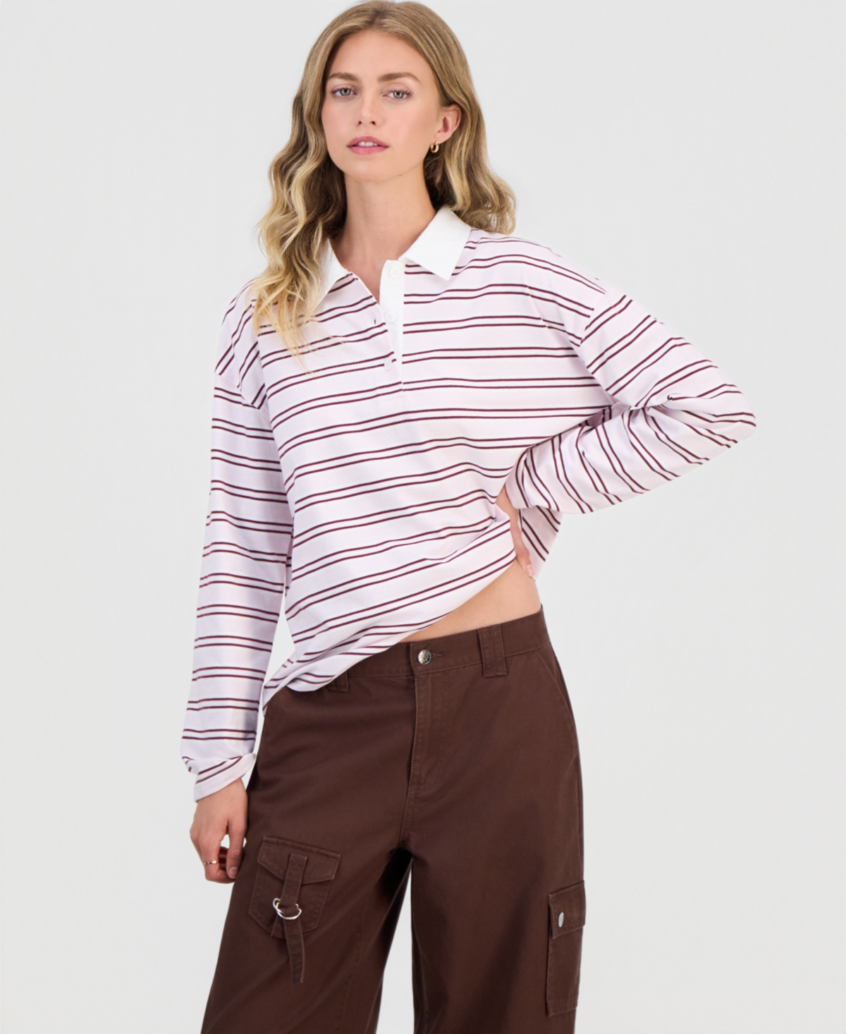 Click here for Madden Girl Juniors Striped Long-Sleeve Rugby Top... prices