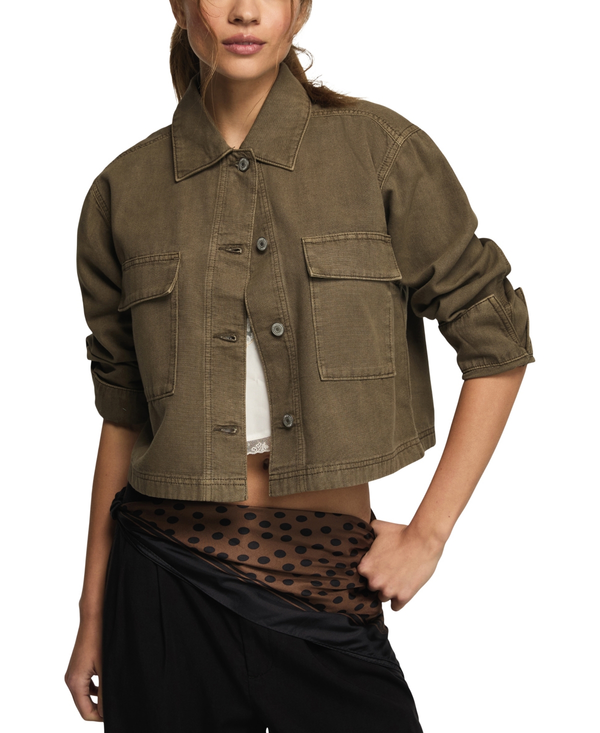 Click here for Lucky Brand Womens Collared Denim Utility Jacket -... prices