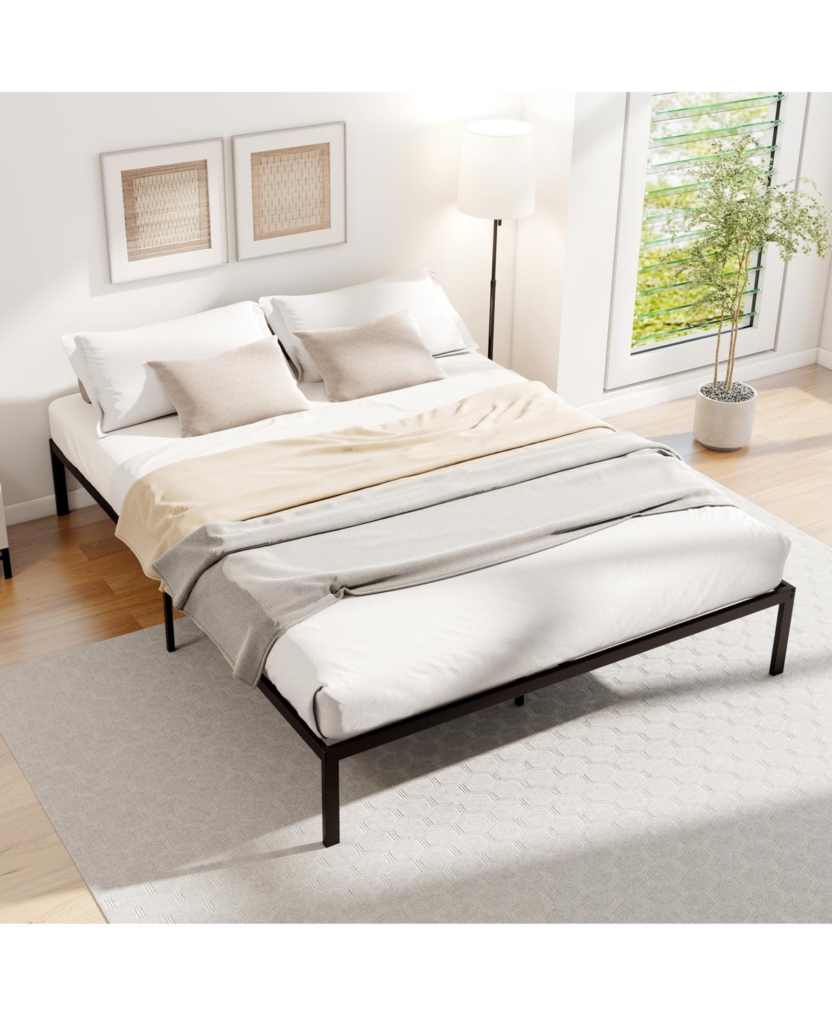 Click here for Gymax Queen Size Metal Bed Frame Heavy Duty Suppor... prices