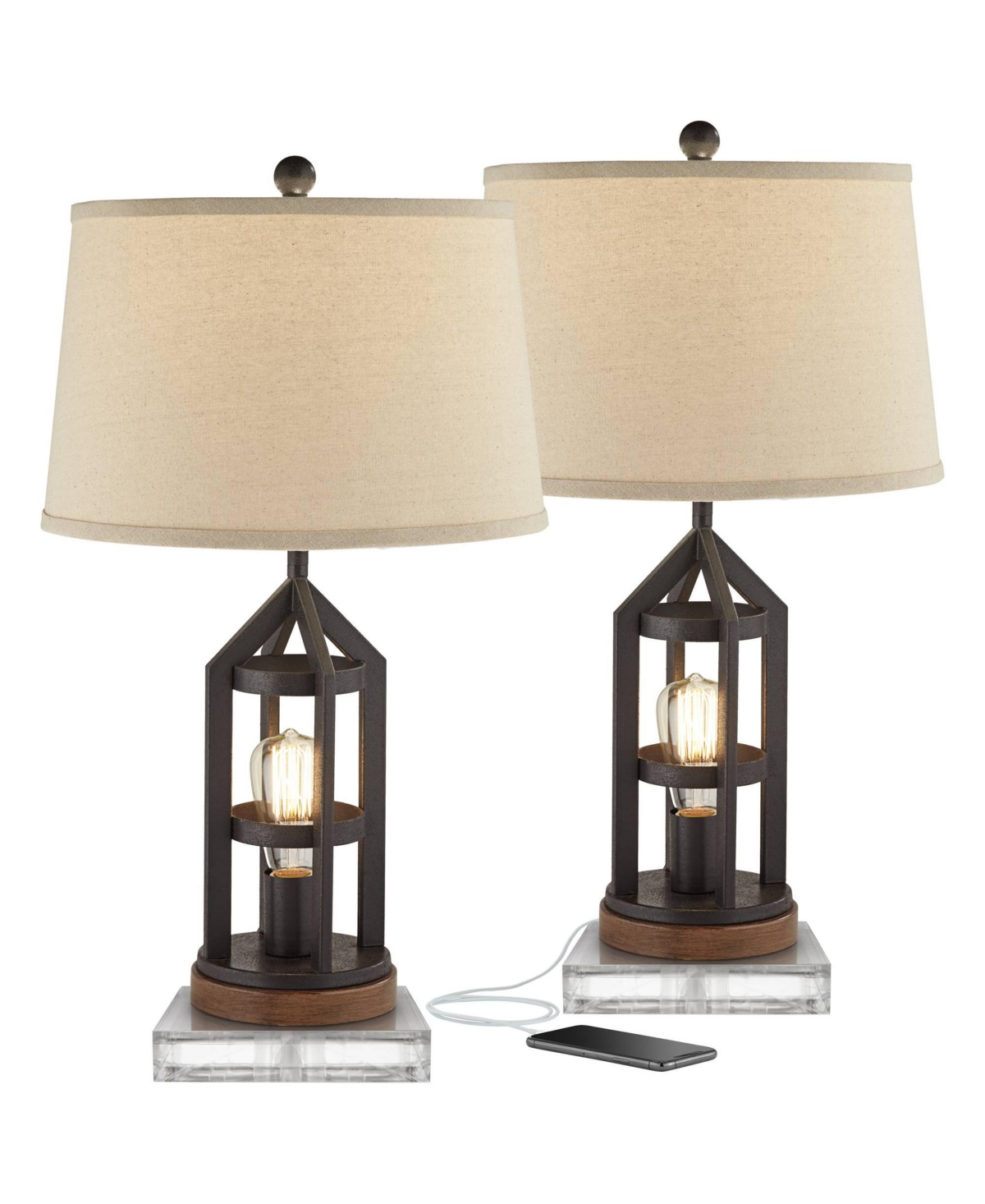 Click here for Franklin Iron Works Lucas Western Table Lamps Set... prices