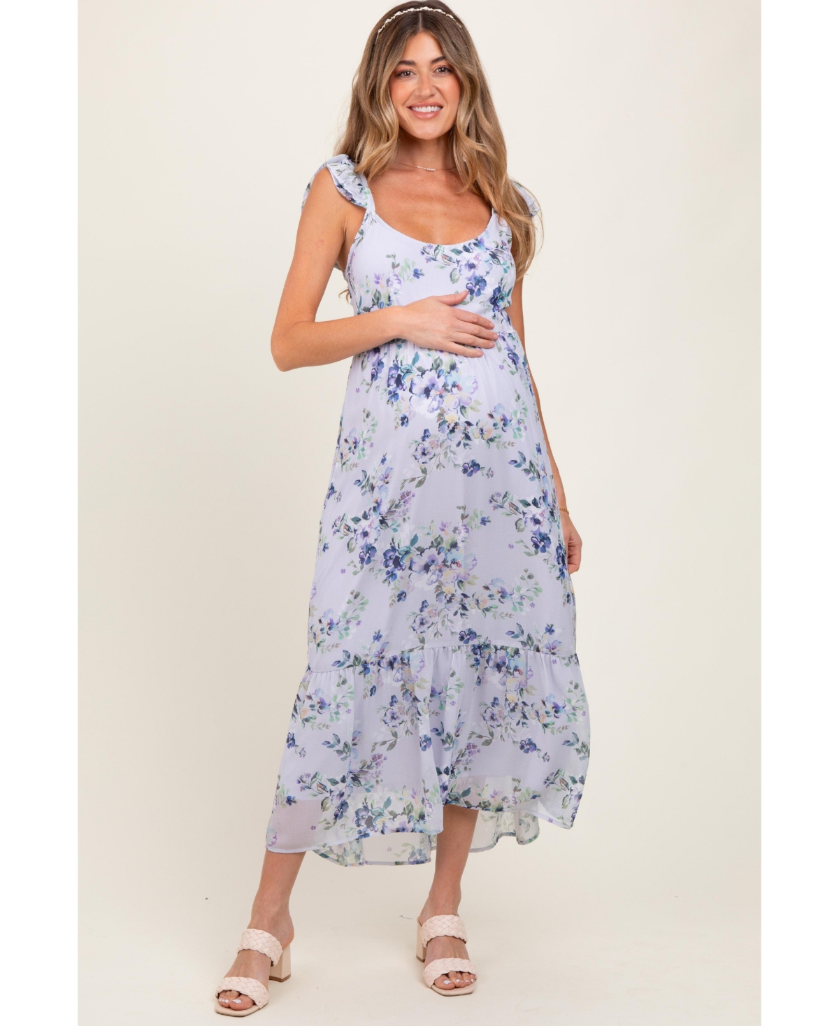 Click here for Pinkblush Maternity Lilac Floral Textured Open Bac... prices