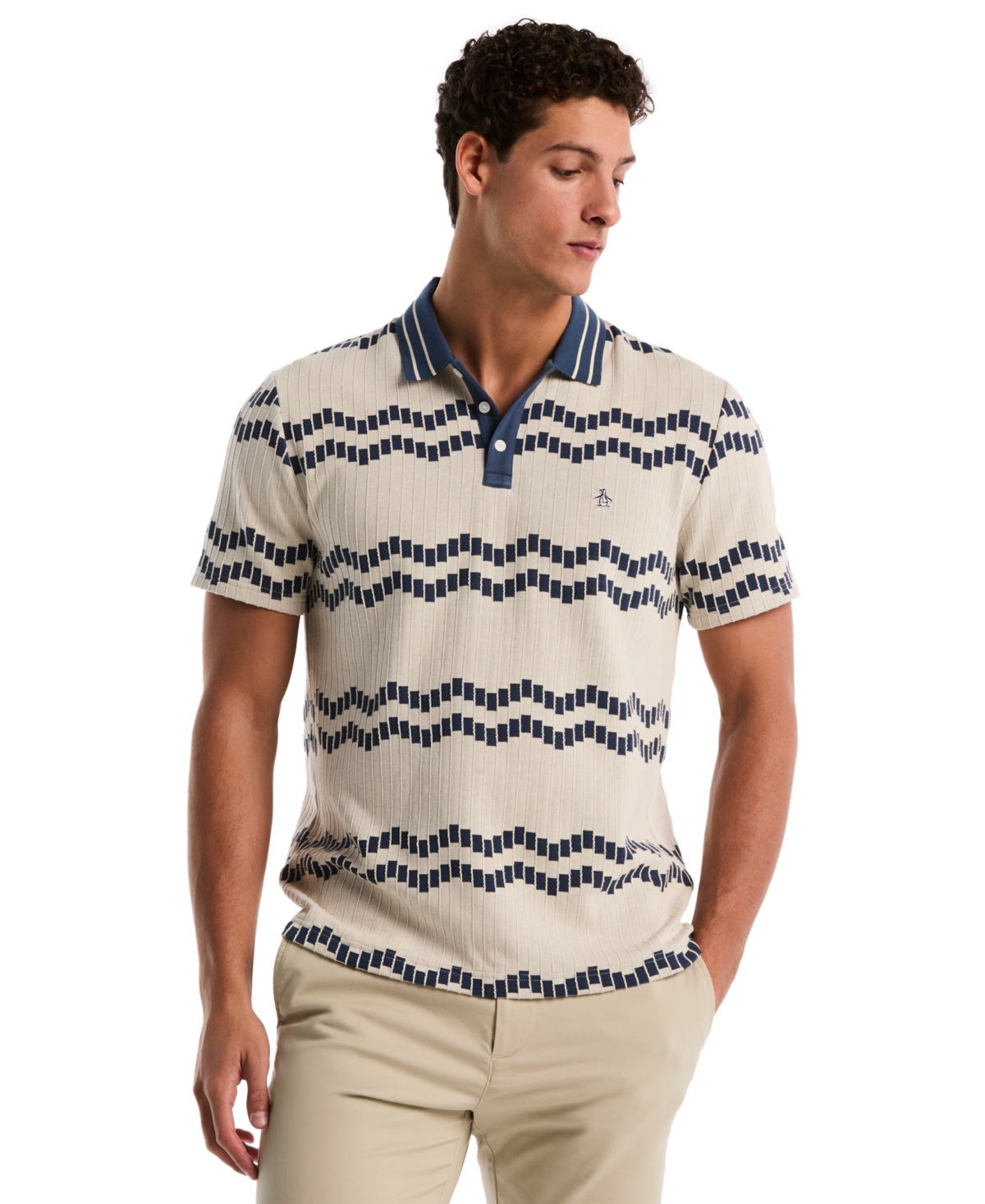 Click here for Original Penguin Mens Patterned Polo Shirt - Birch prices