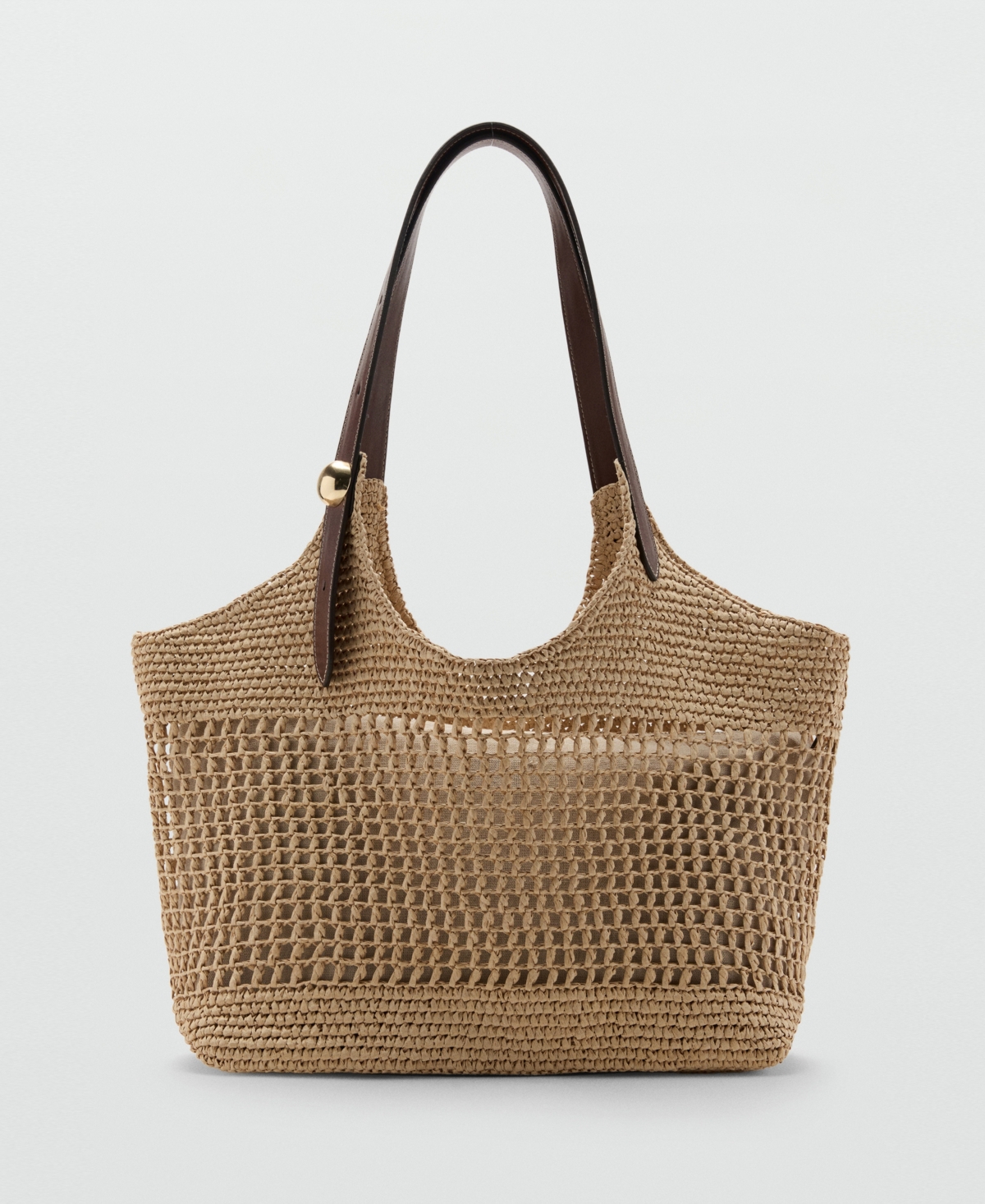 Click here for Mango Womens Metallic Detail Natural-Fiber Tote Ba... prices