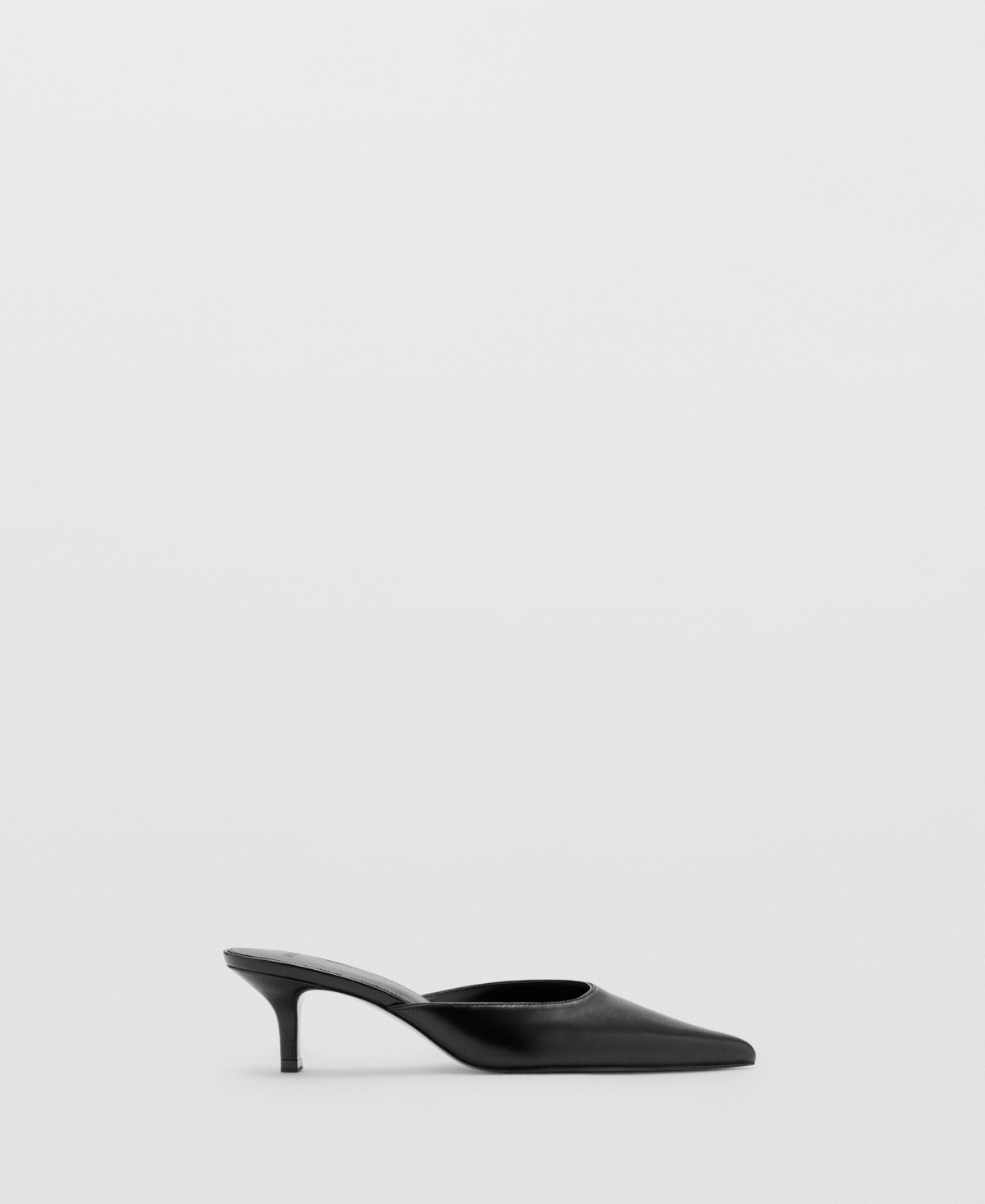 Click here for Mango Womens Pointed-Toe Leather Heeled Shoes - Bl... prices