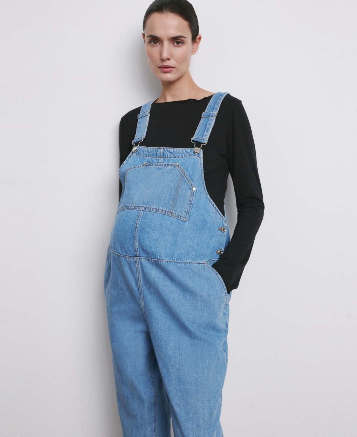 Click here for Mango Womens Maternity Denim Dungarees - Medium Bl... prices