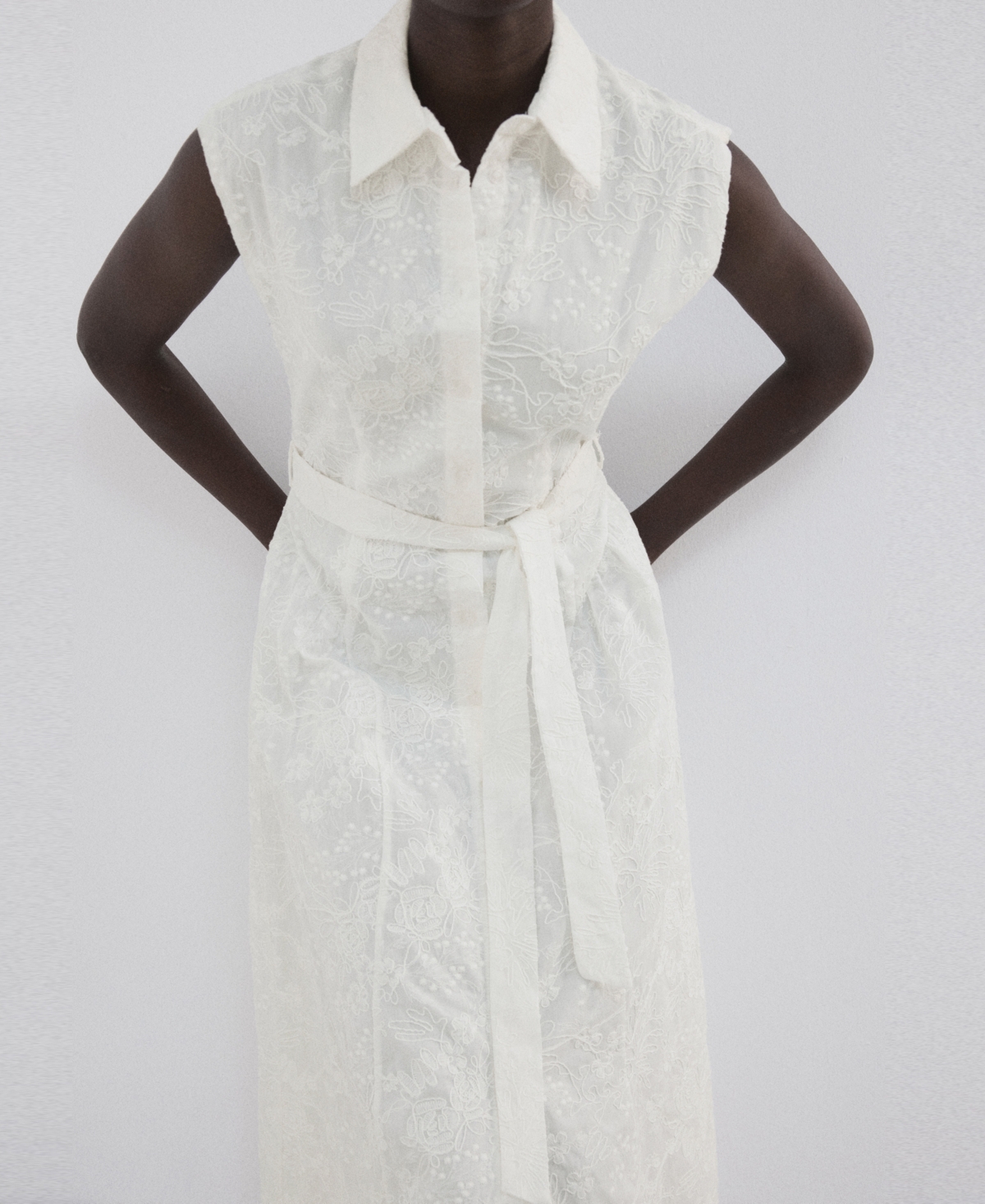 Click here for Mango Womens Embroidered Belt Dress - Ecru prices