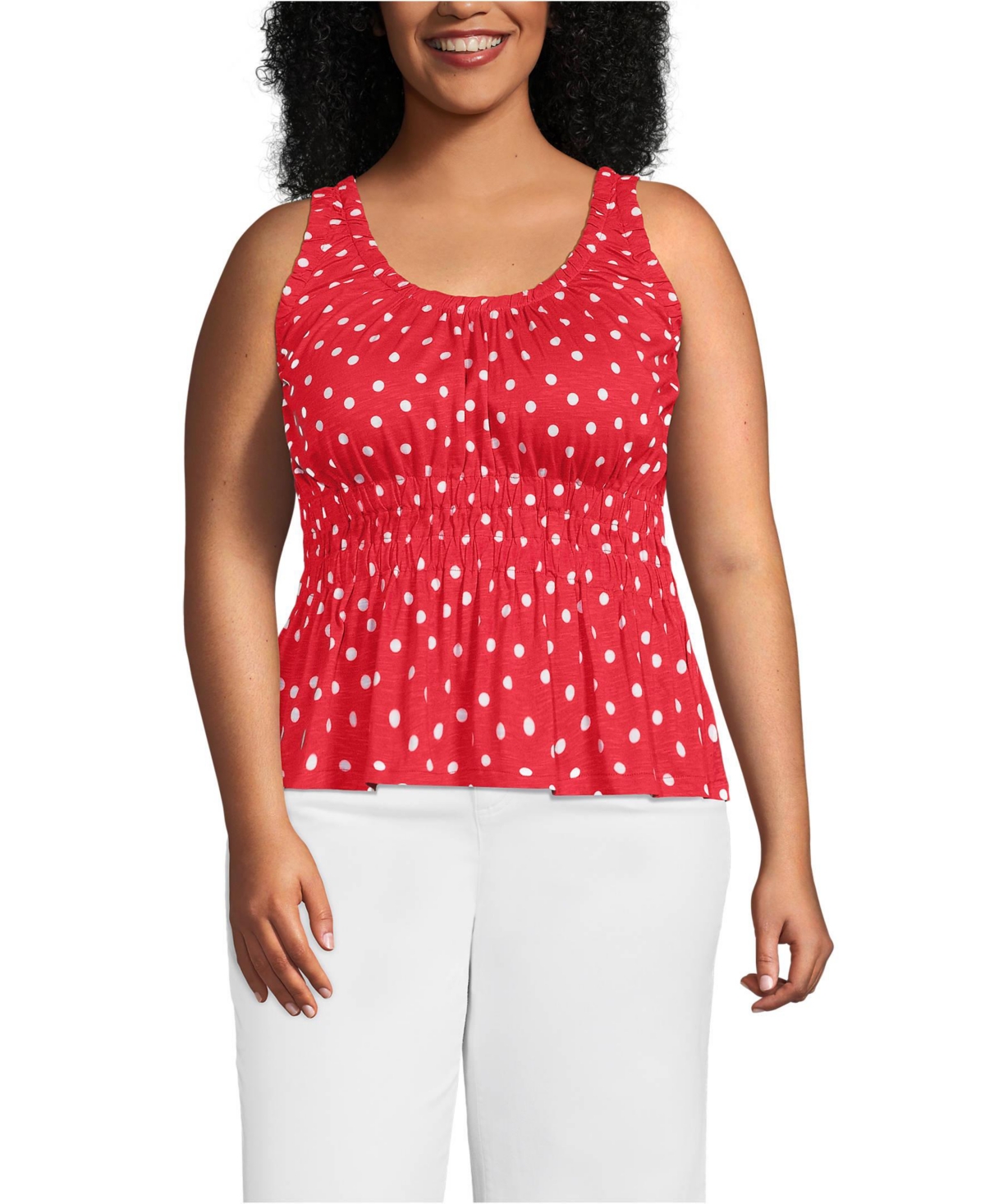 Click here for Lands End Plus Size Slub Rouched Tank Top - Compas... prices