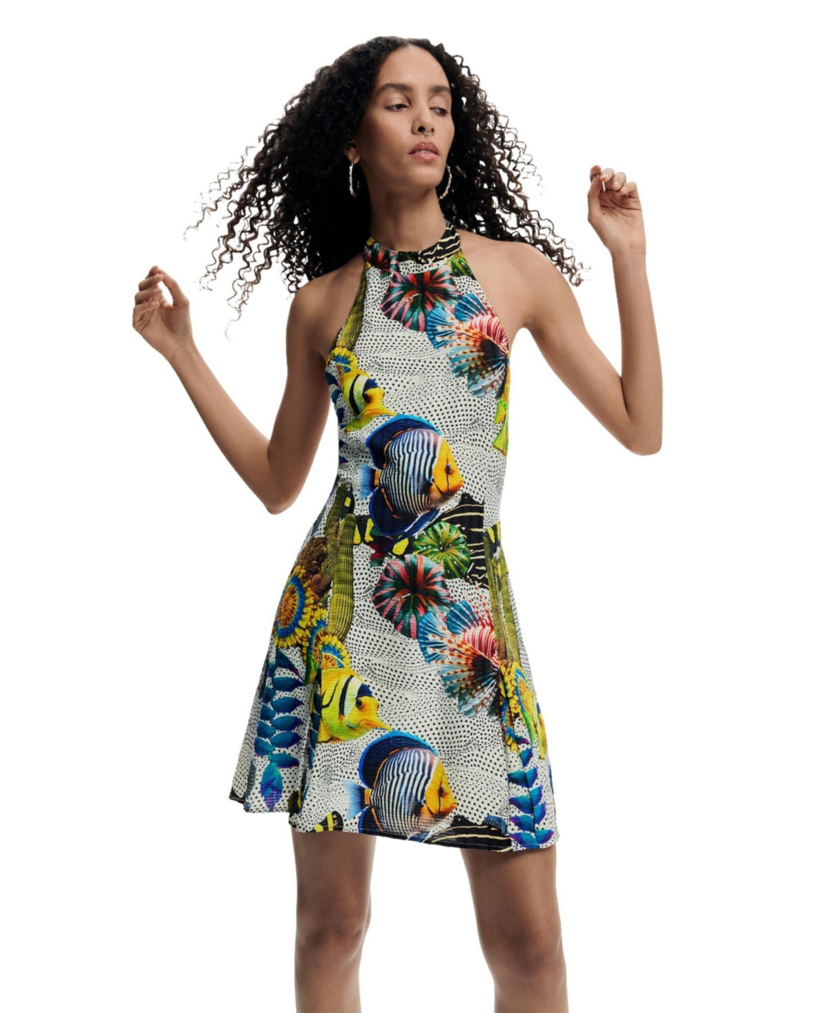 Click here for Desigual Womens Round Neck Dress - White prices