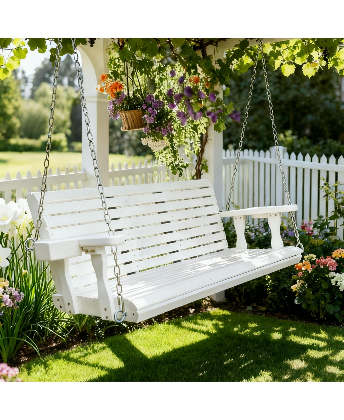 Click here for Mega Casa Wooden Porch Swing 3-Seater  High Backre... prices
