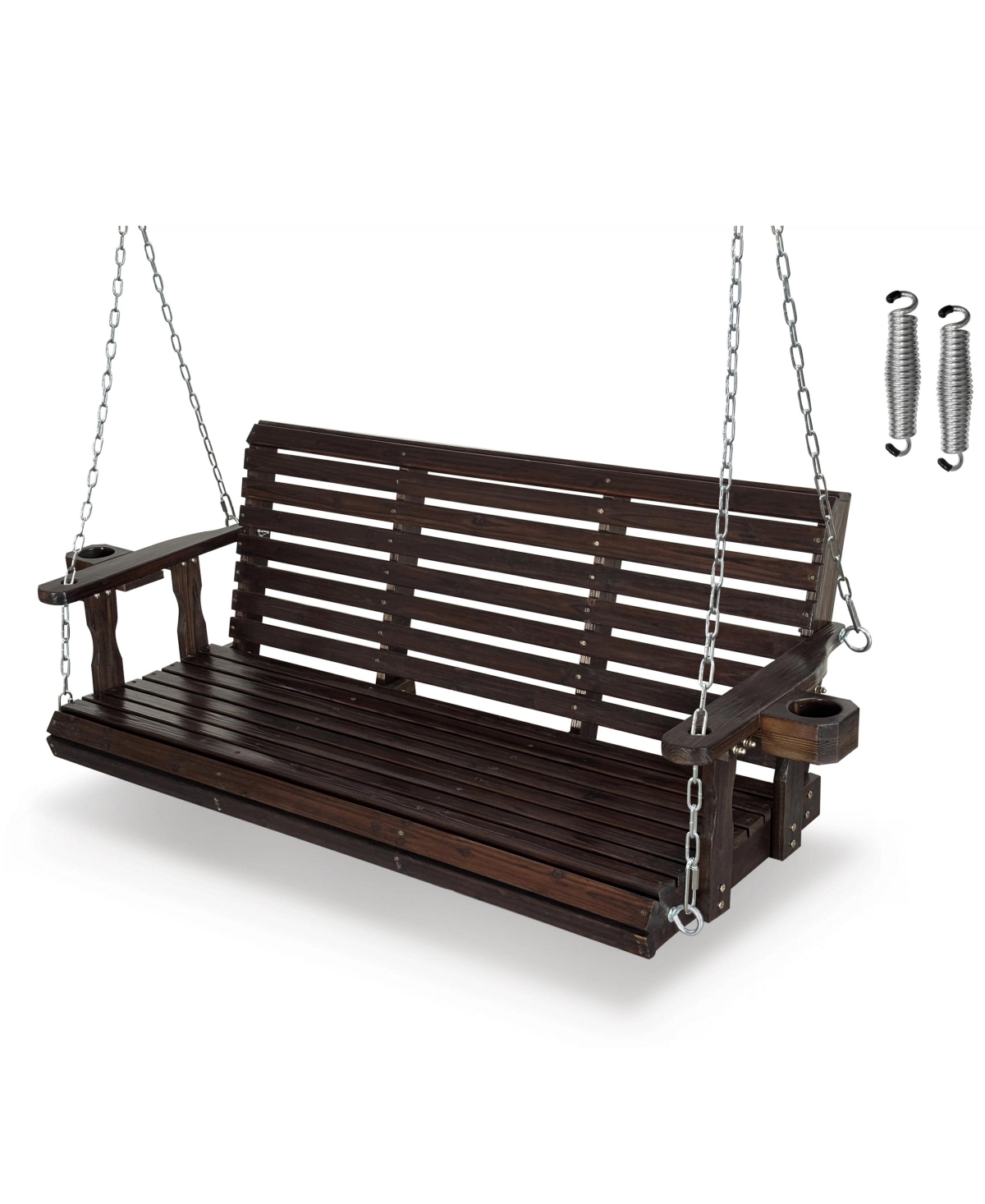 Click here for Mega Casa Wooden Porch Swing 3-Seater  High Backre... prices