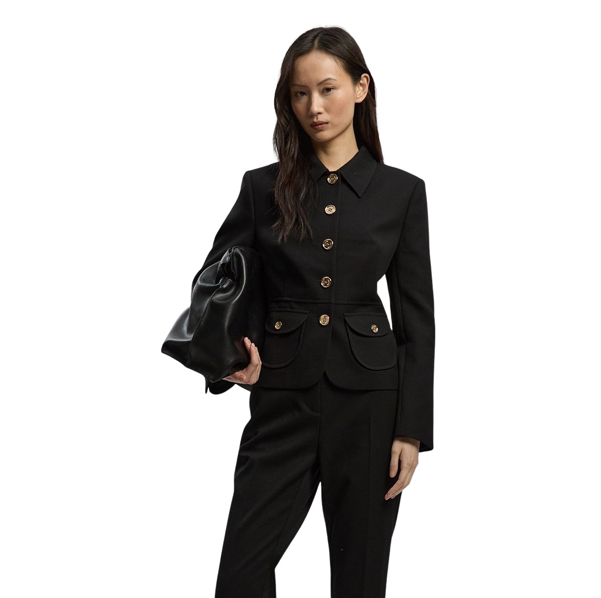 Click here for Karen Millen Womens Textured Tailored Jacket - Bla... prices