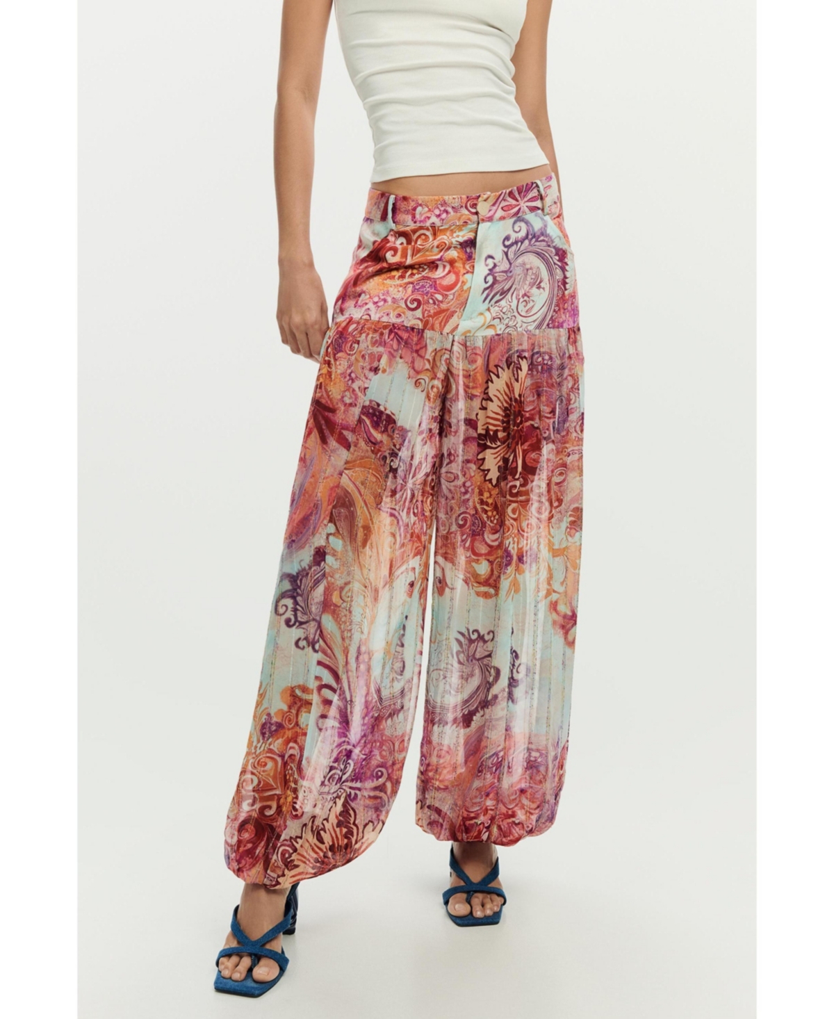 Click here for Desigual Womens Printed harem pants - Burgundy prices