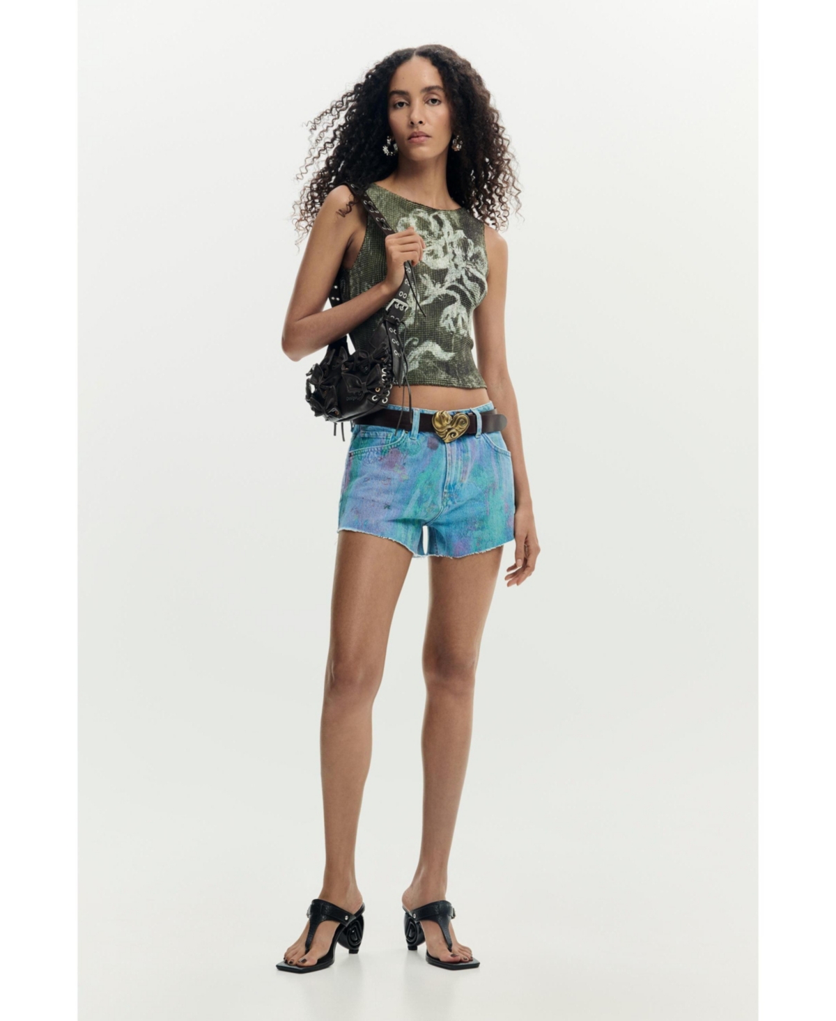 Click here for Desigual Womens Printed denim shorts - Light blue prices