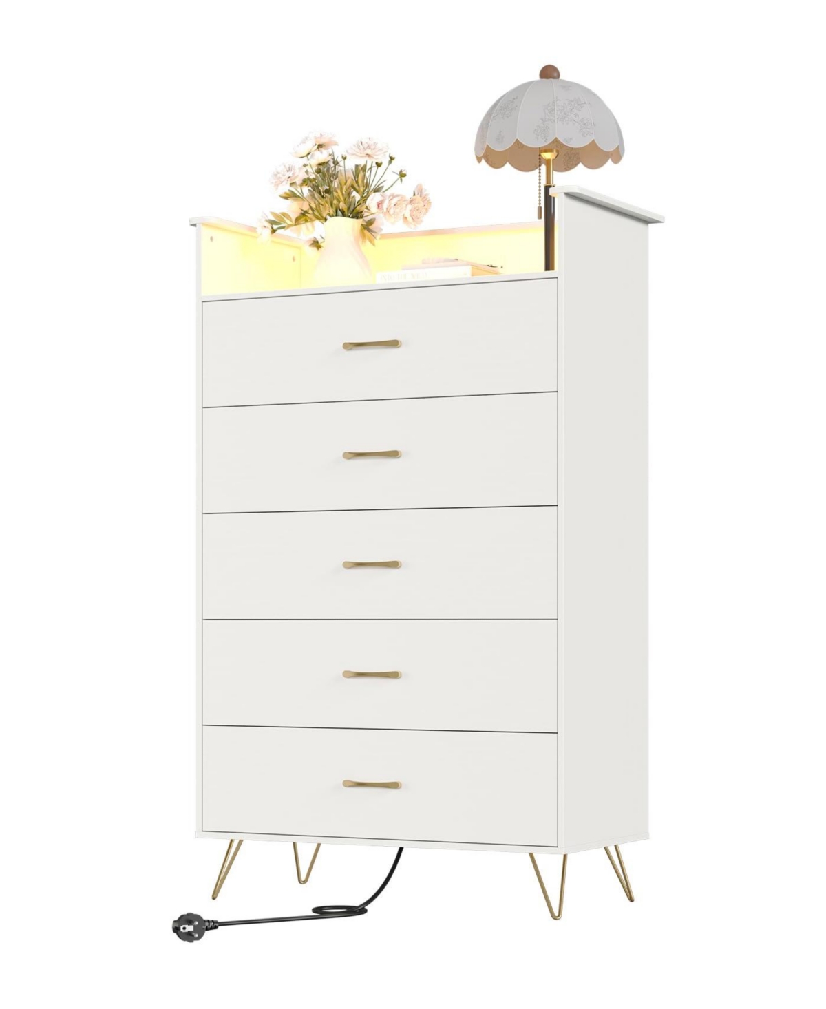 Click here for gaomon Tall 5 Drawer Dresser with Rgb Led Lights a... prices