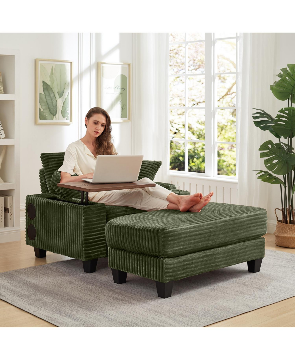 Click here for Streamdale Furniture Corduroy Sofa Bed with Ottoma... prices