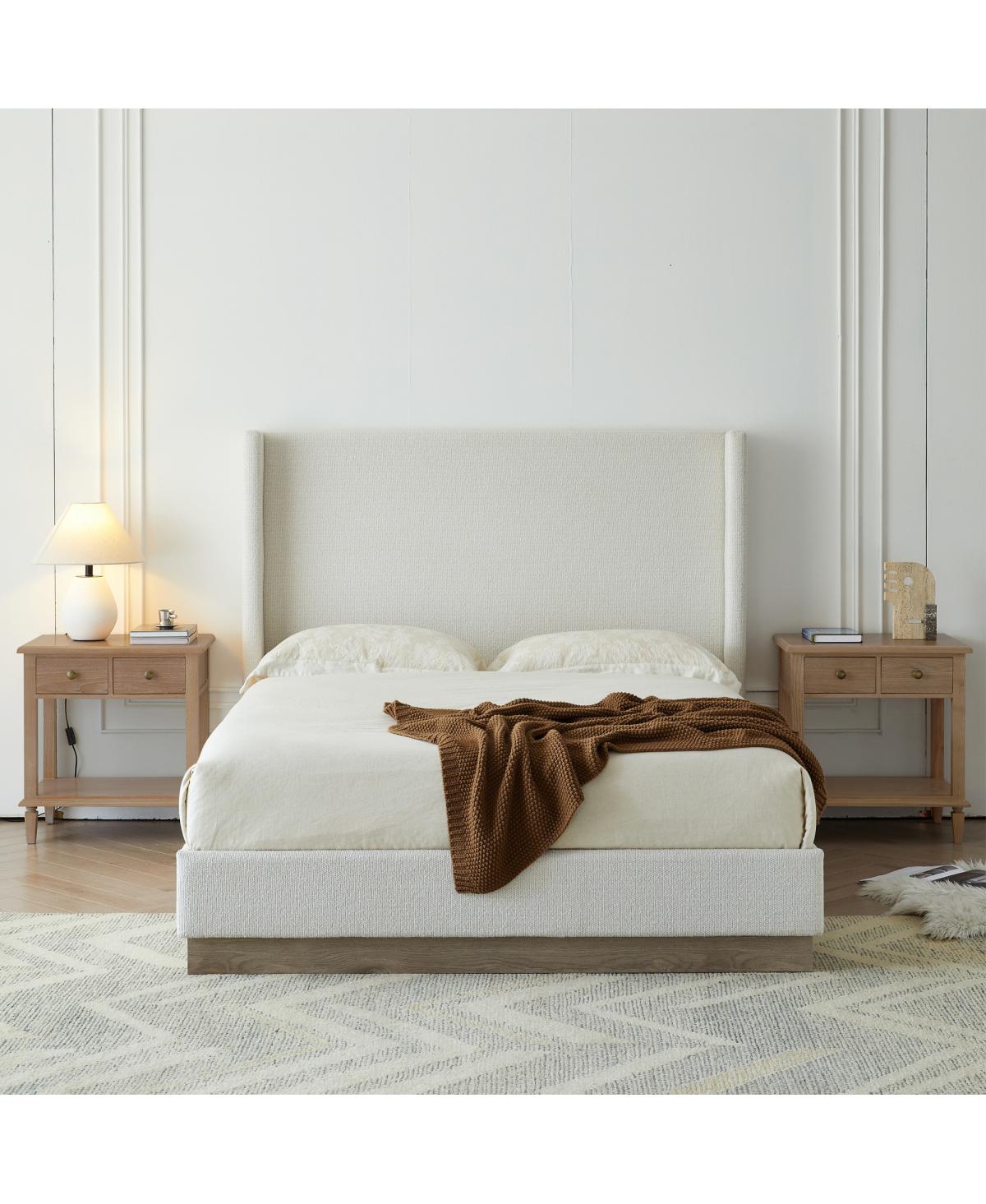 Click here for Streamdale Furniture Cream Boucle Wingback Bed - C... prices