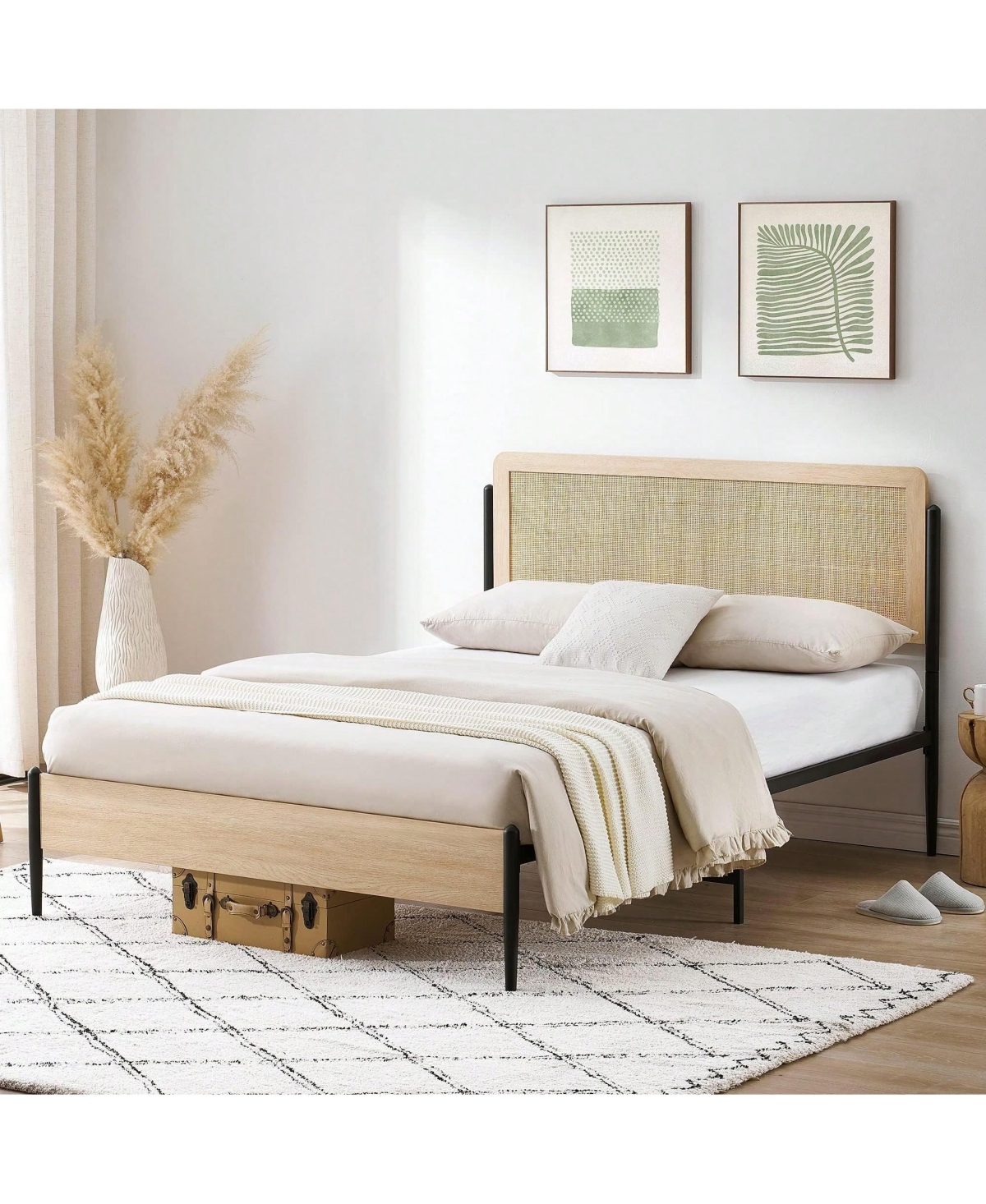 Click here for gaomon Rattan Bed Frame  Boho Platform with Rattan... prices