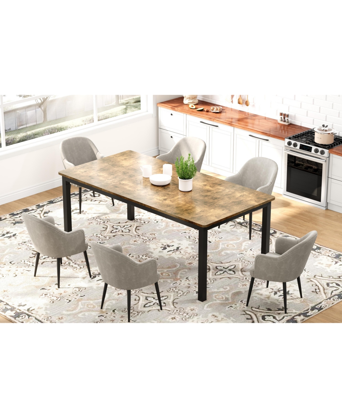 Click here for homfan Industrial Dining Table for 6 to 8  Rectang... prices