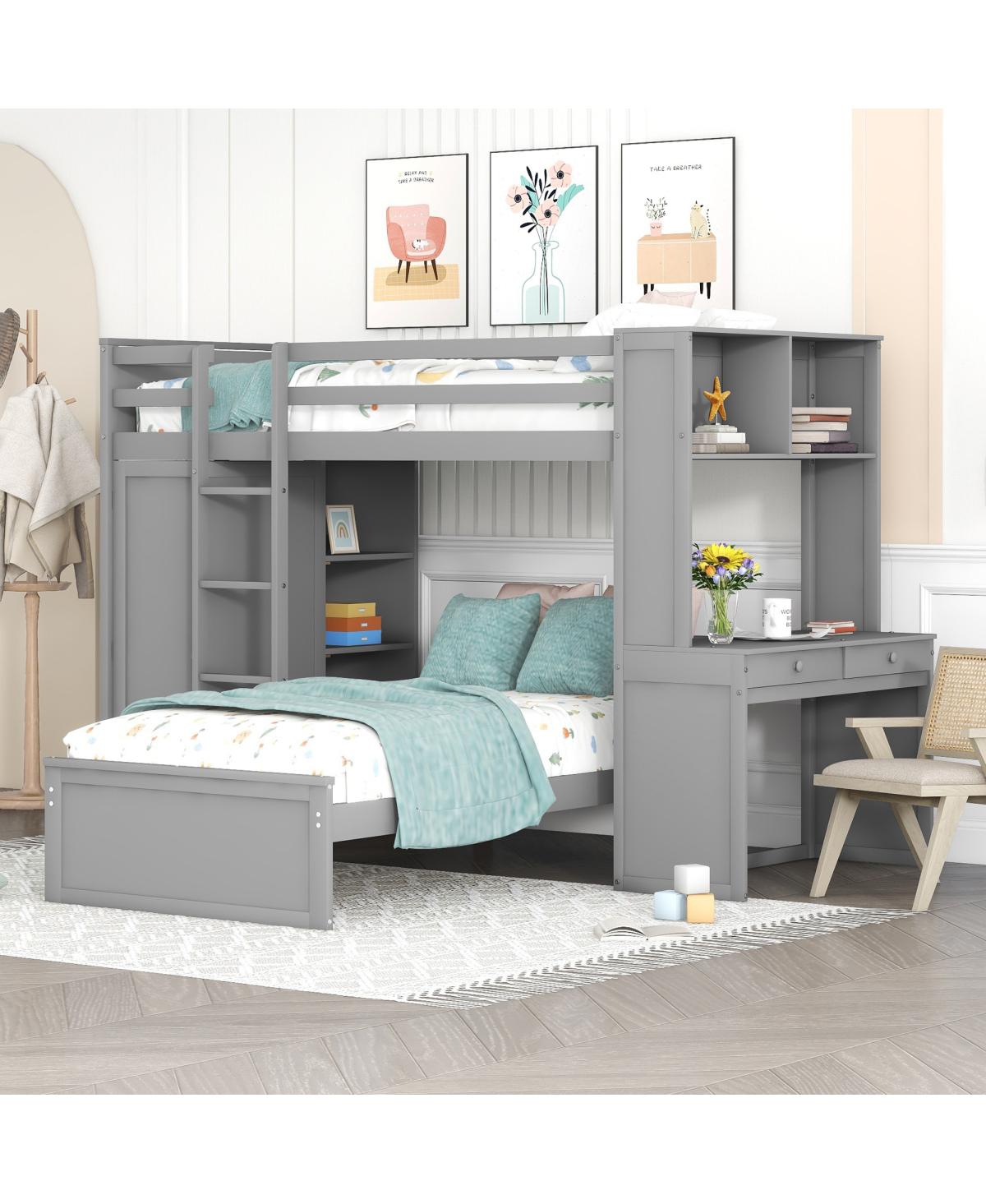 Click here for Streamdale Furniture Loft Bed with Desk  Shelves... prices