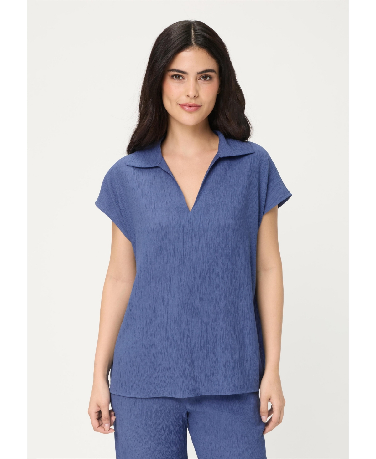 Click here for Olsen Womens Soft Crinkle Blouse - Indigo prices
