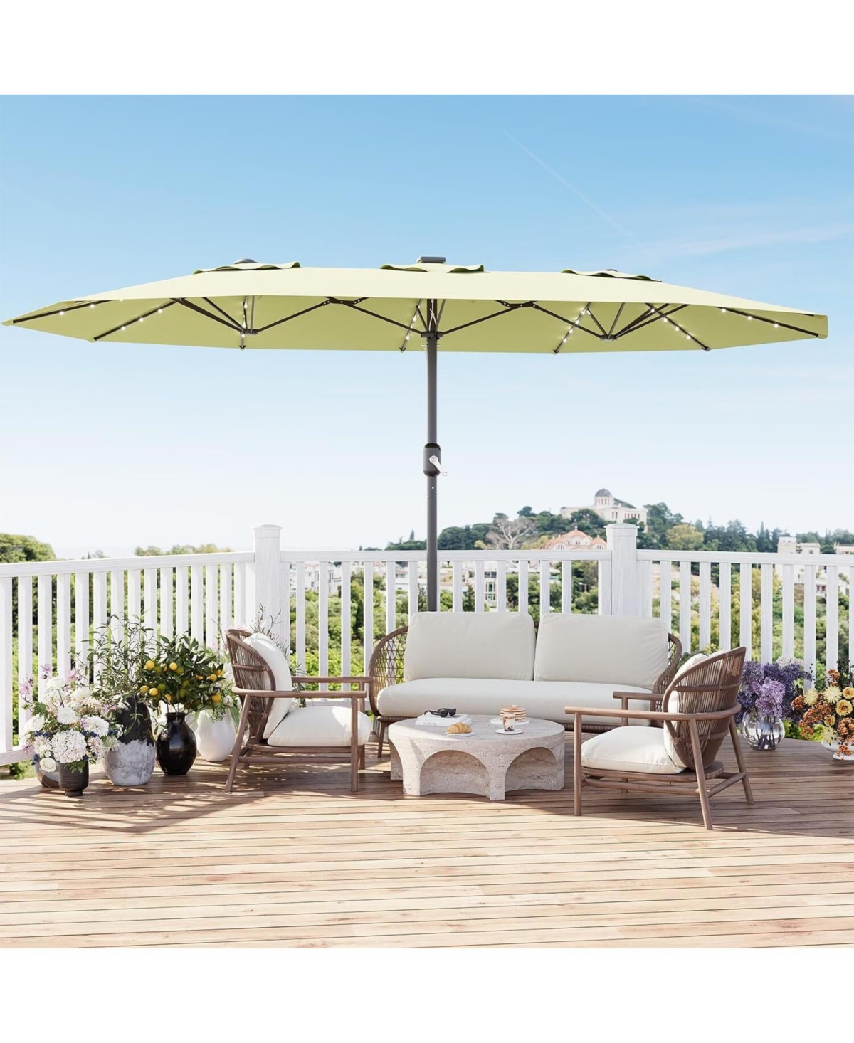 Click here for gaomon Patio Umbrella with Solar lights and Base I... prices
