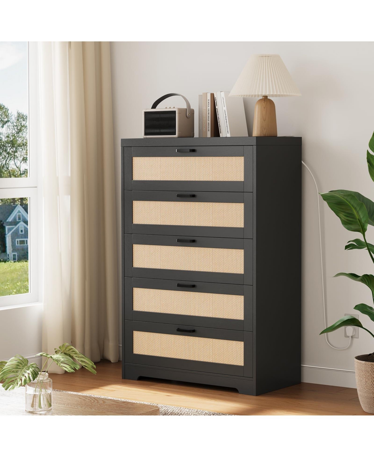 Click here for gaomon 5 Drawer Rattan Dresser with Power Outlets... prices