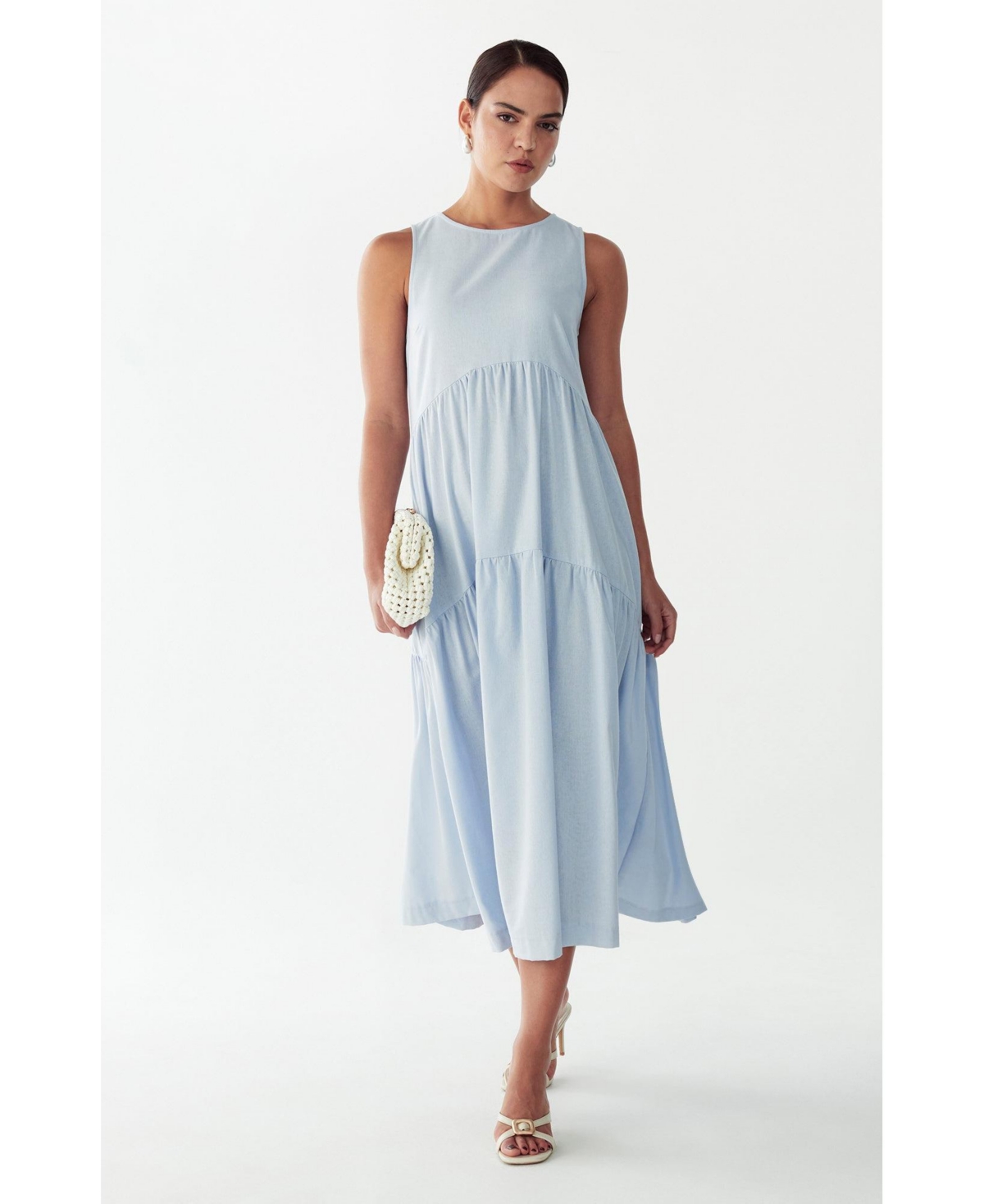 Click here for St Mrlo Womens St Marlo Remi Tiered Dress - Sky bl... prices