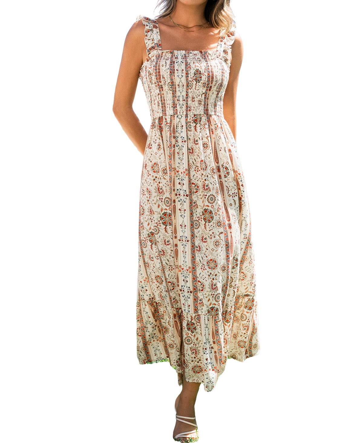 Click here for Cupshe Womens Garland Floral Midi Beach Dress - Or... prices