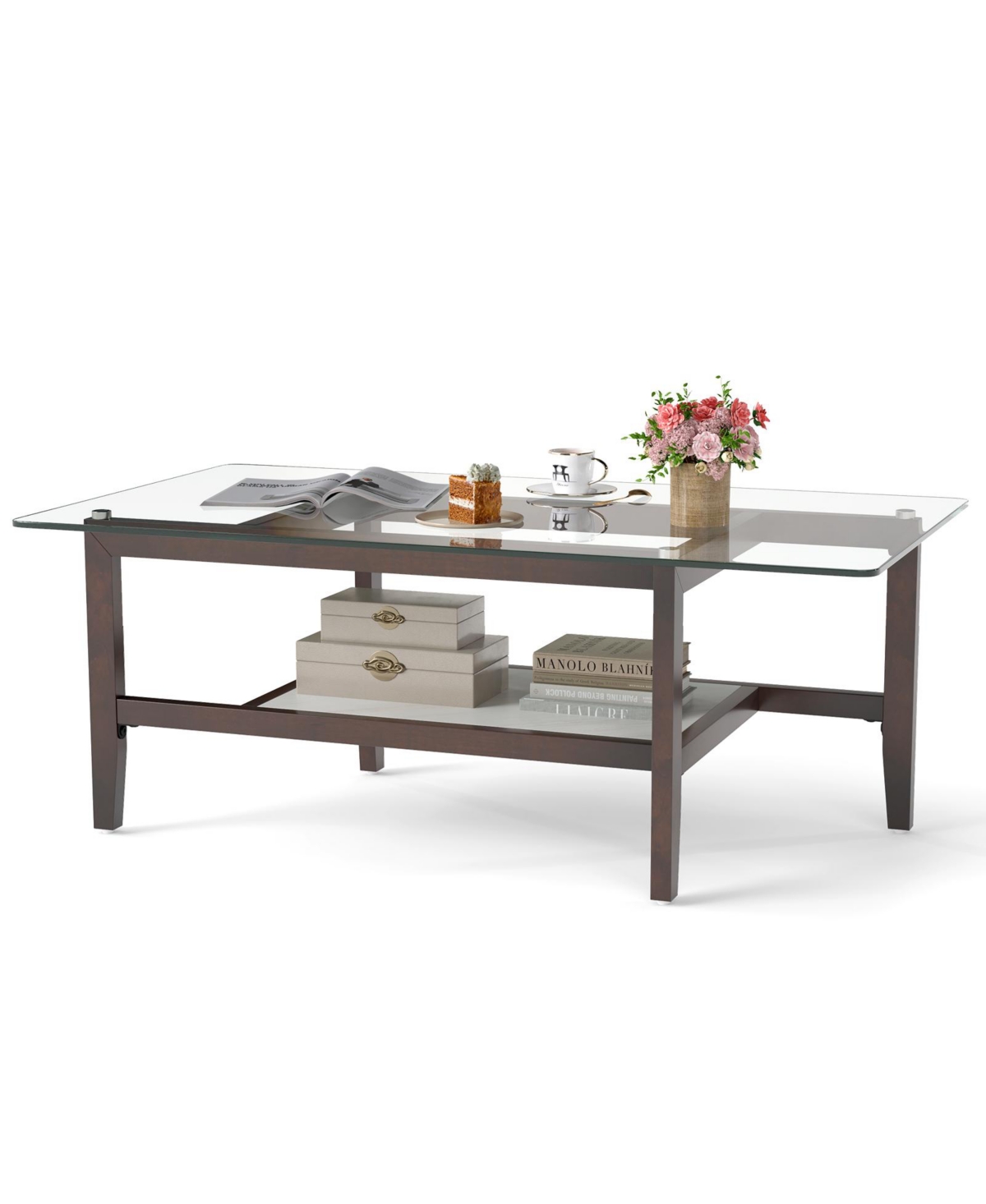 Click here for Slickblue 2 Tier Glass Coffee Table with Storage S... prices