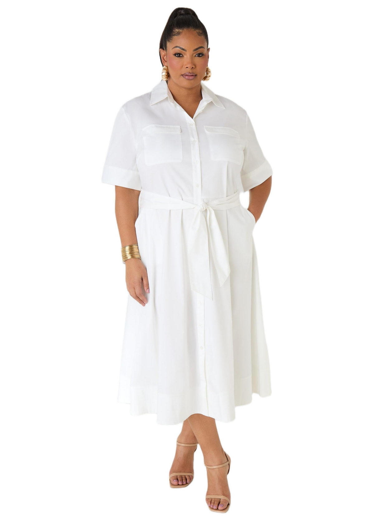 Click here for Ashley Stewart Womens Cotton Blend A Line Shirtdre... prices