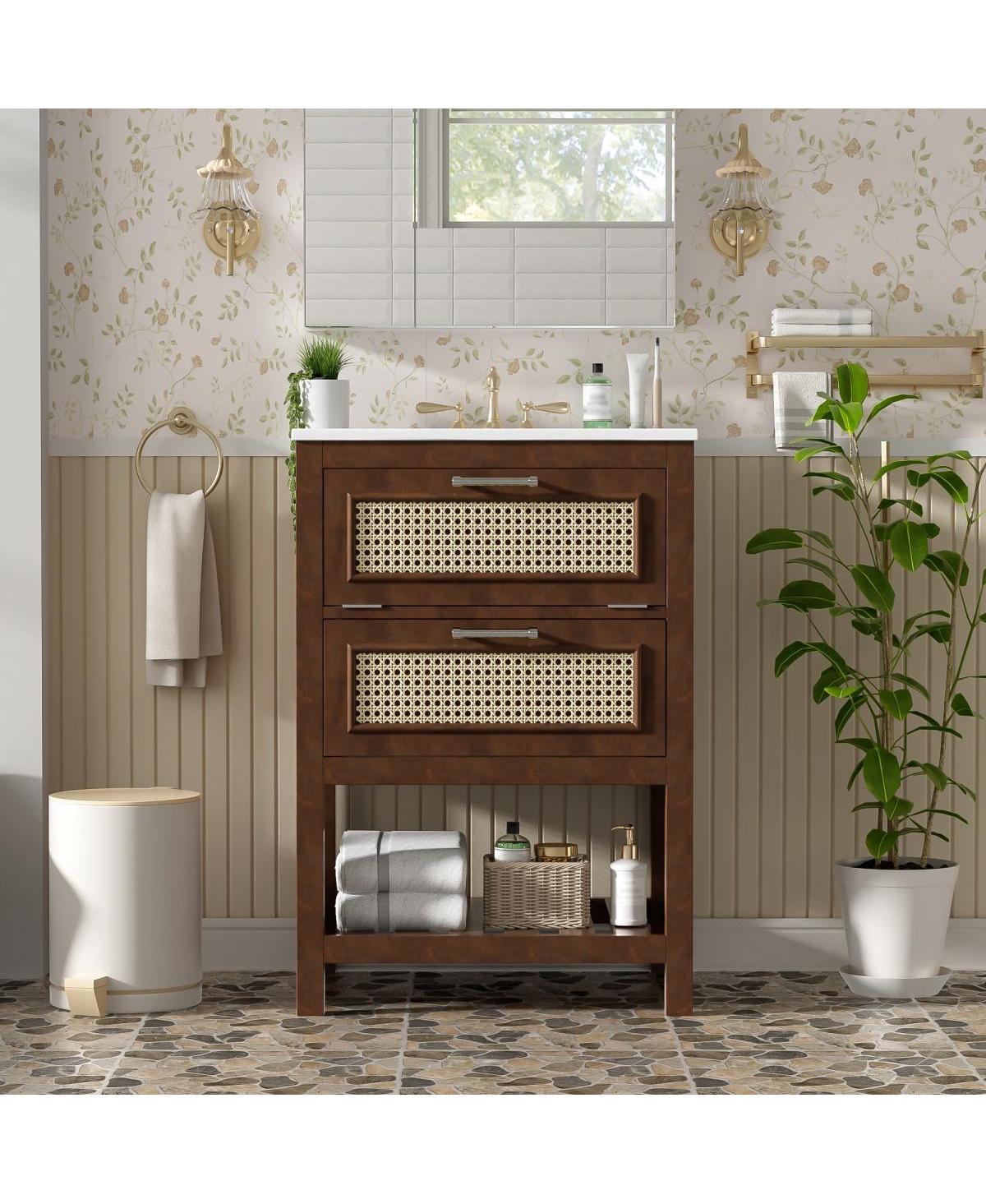 Click here for Thirtypeachy 30 Wood Grain Bathroom Vanity With Re... prices
