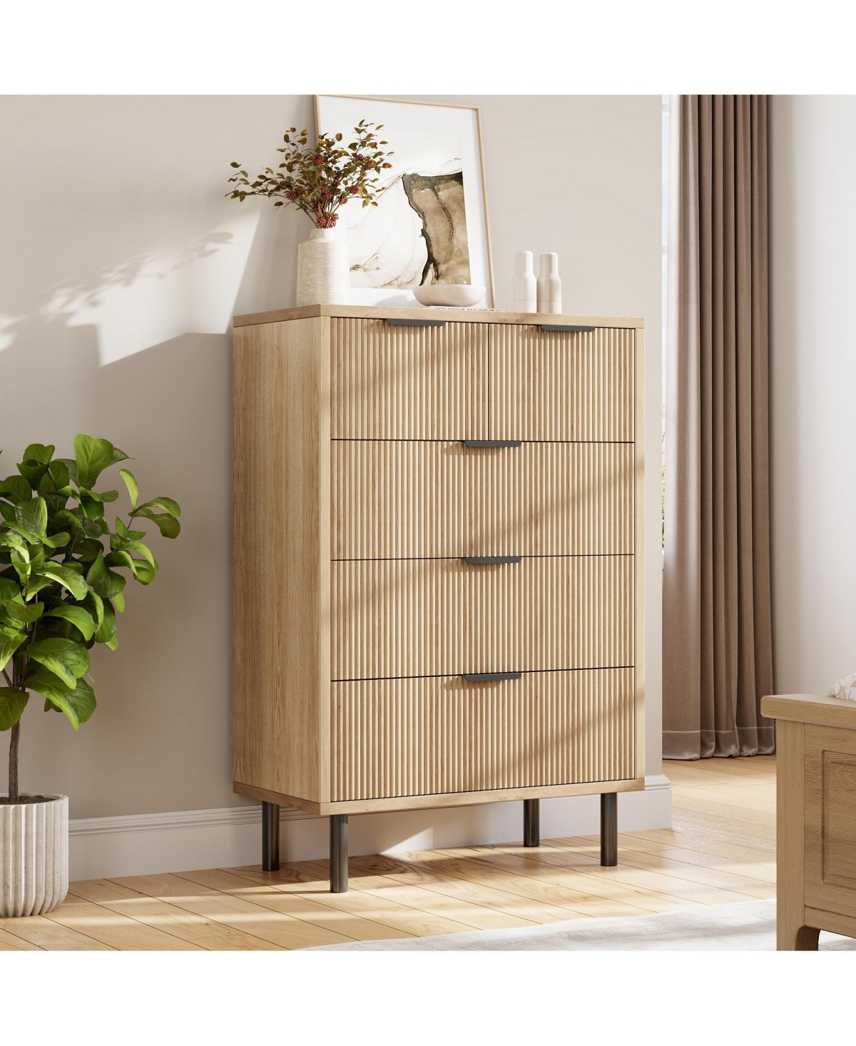 Click here for homfan Modern Fluted 5-Drawer Entryway Storage Cab... prices
