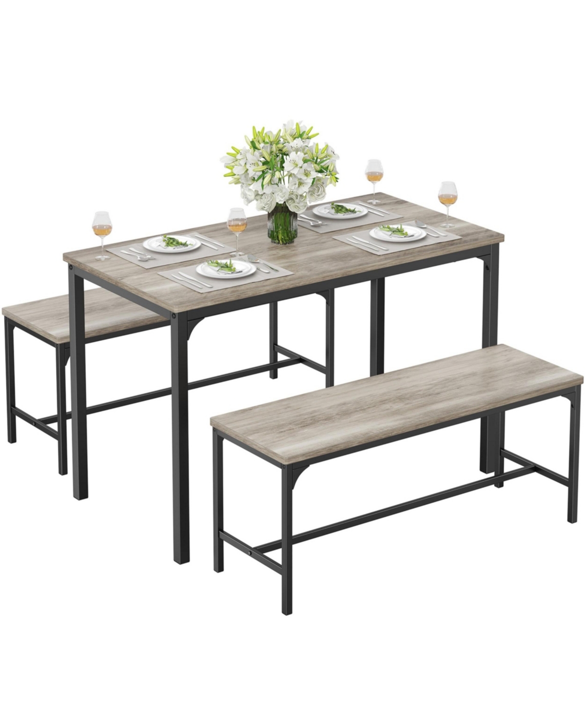 Click here for Yiortwo 3-Piece Dining Table Set with Benches  4-P... prices