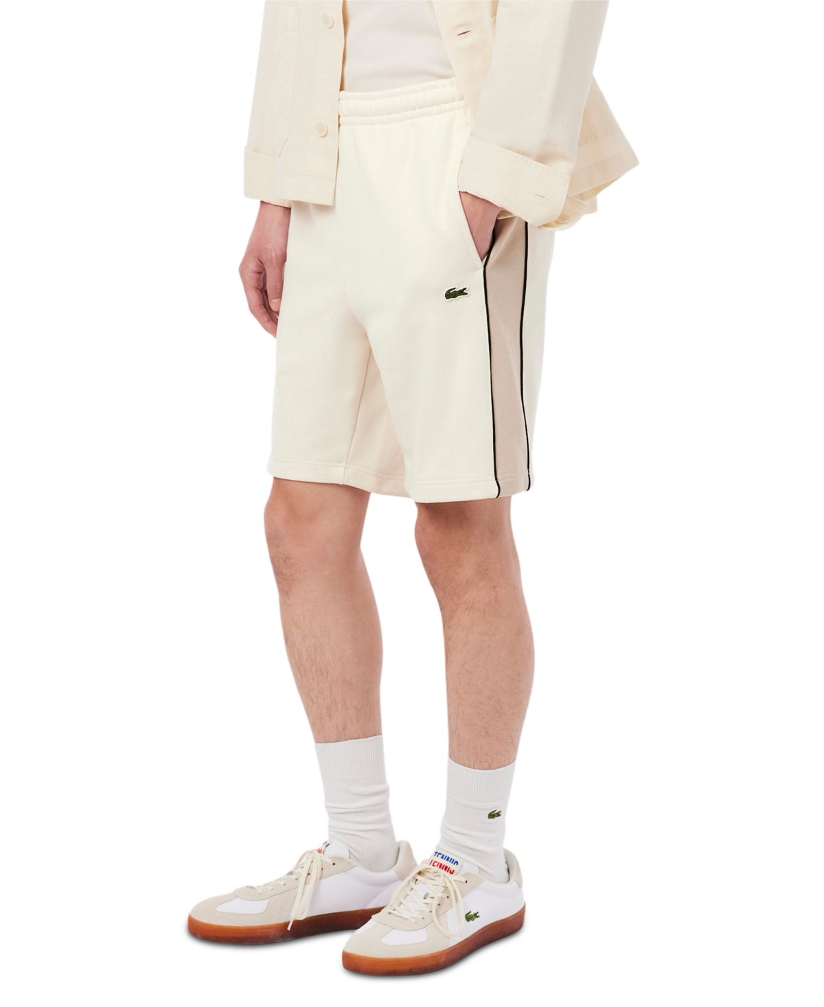 Click here for Lacoste Mens Regular-Fit Fleece Shorts - Cream prices