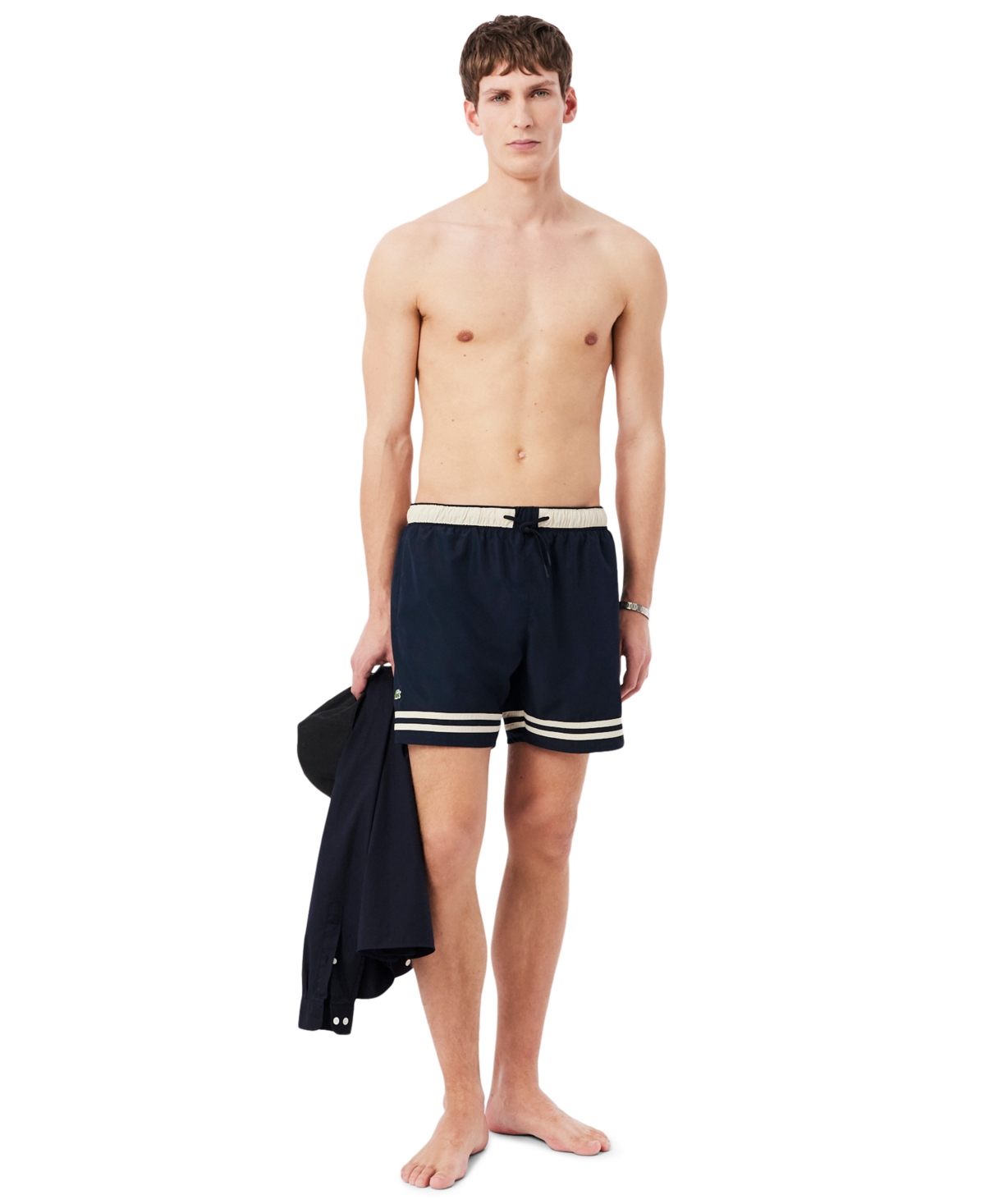 Click here for Lacoste Mens Drawcords Elastic Waistband Swim Shor... prices