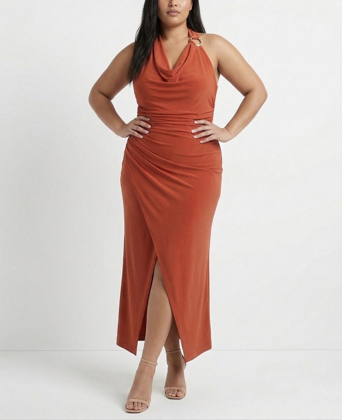 Click here for Taylor Plus Size Flutter Capelet Cowl Neck Dress -... prices