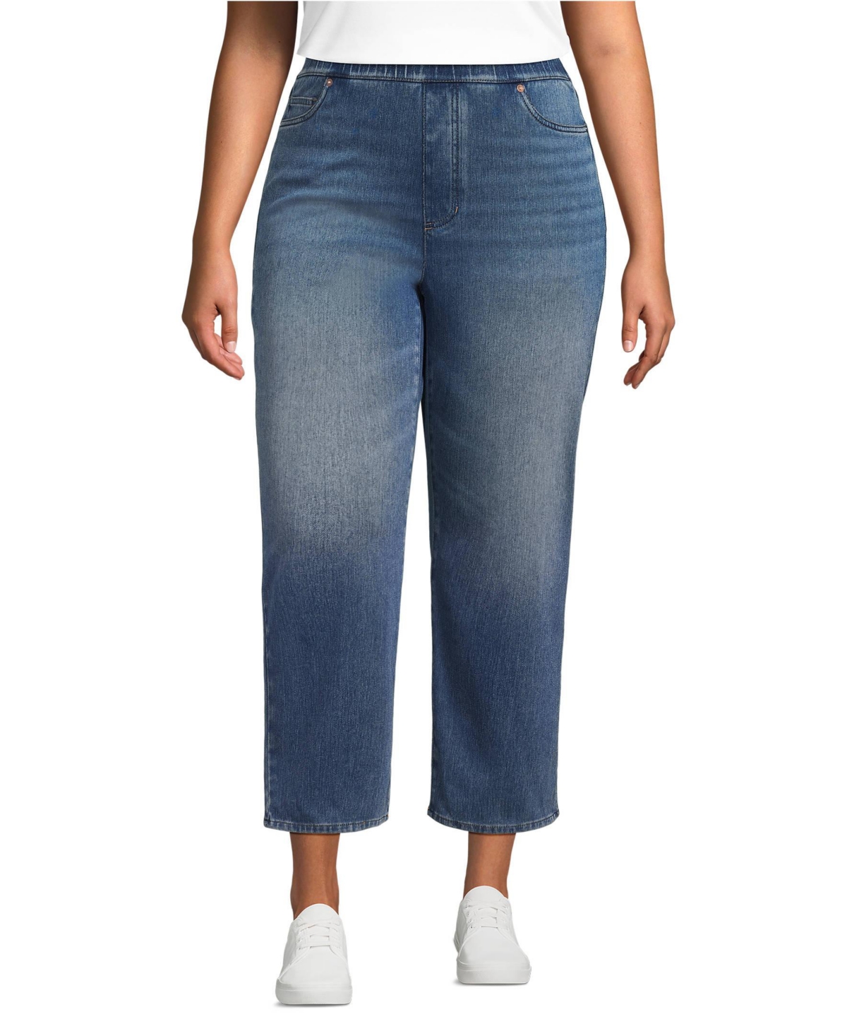 Click here for Lands End Plus Size Starfish High Rise Knit Denim... prices