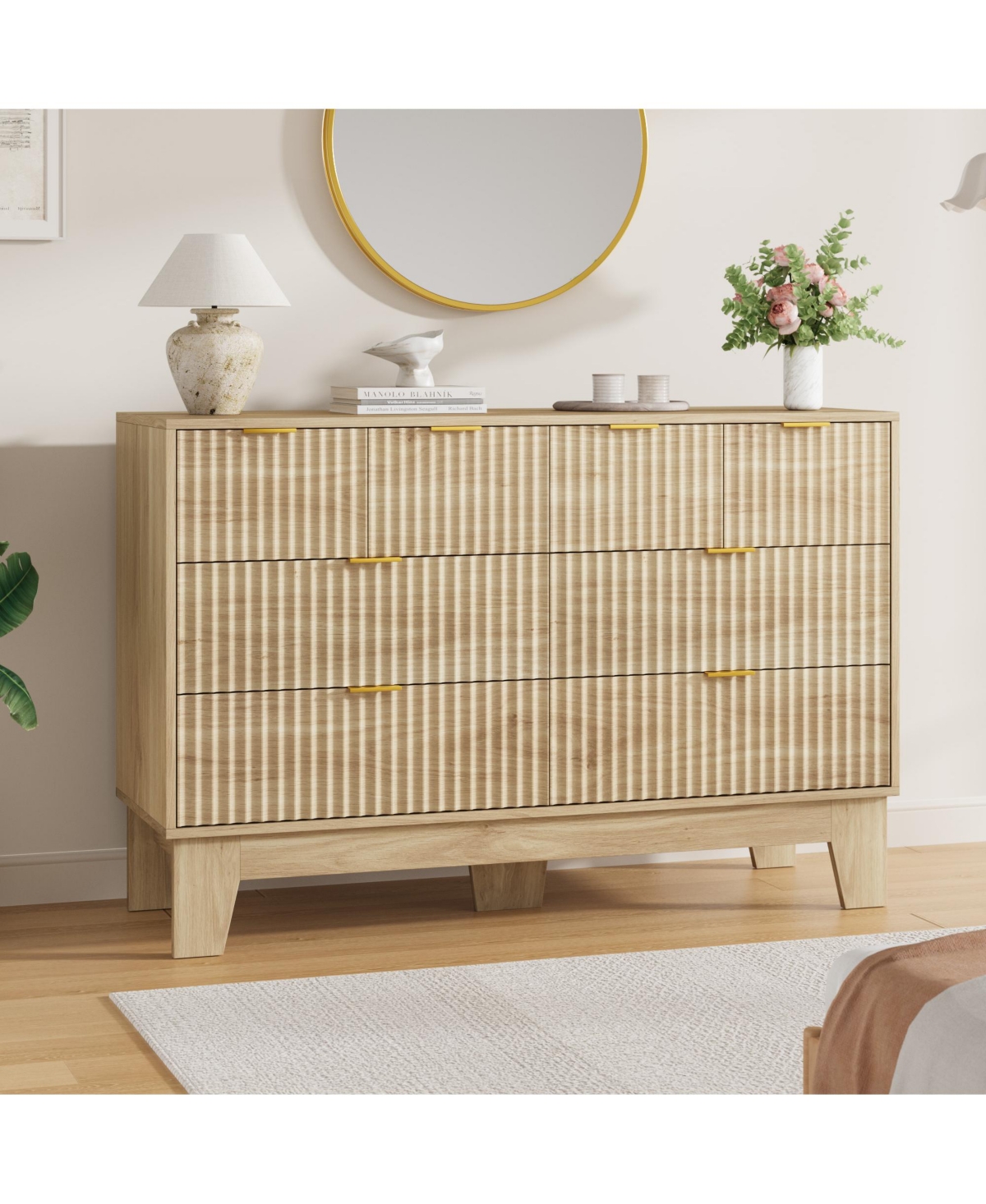 Click here for gaomon 8 Drawer Fluted Dresser - Modern Wooden Che... prices