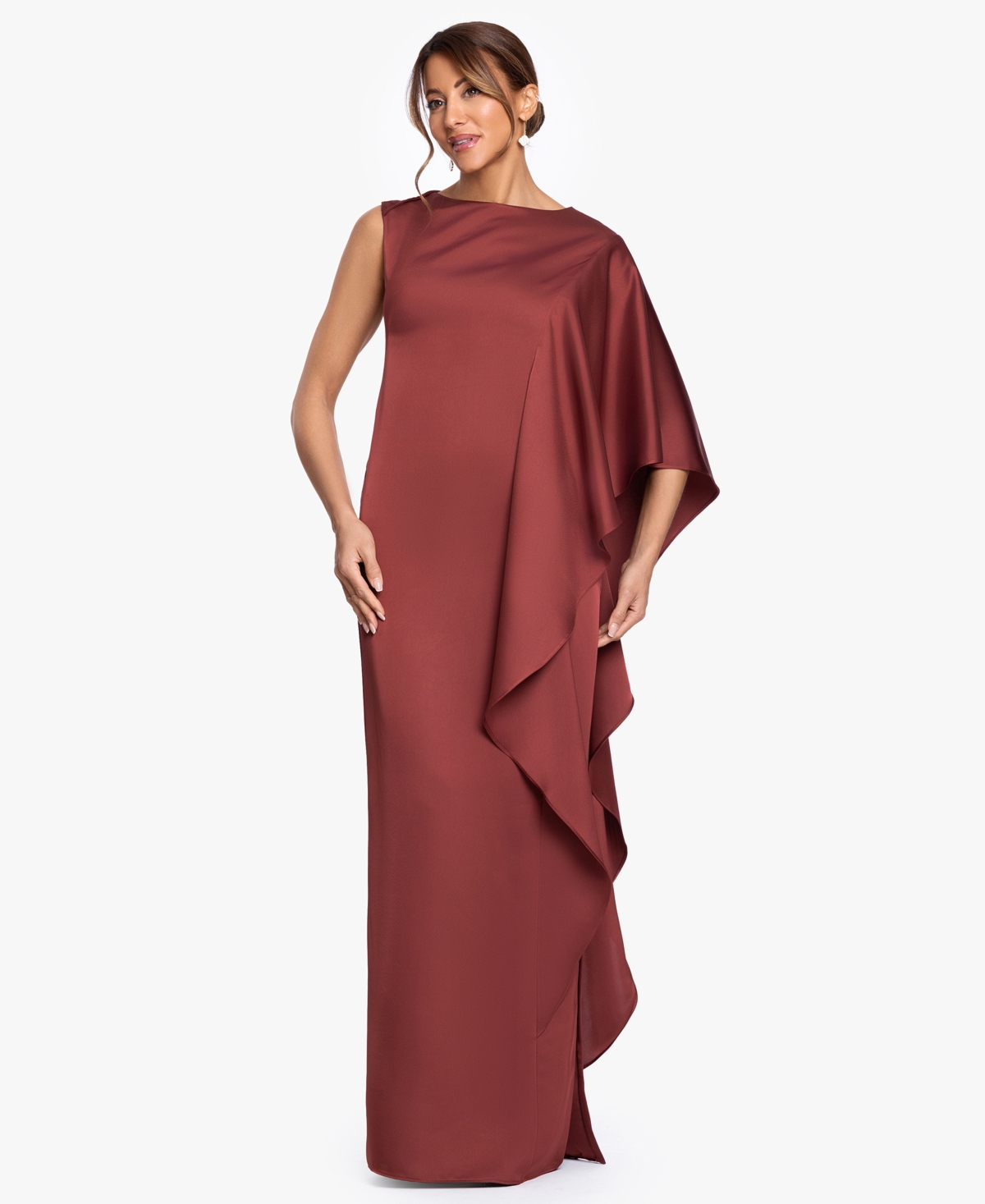 Click here for Betsy & Adam Womens Draped Sleeve Boat Neck Gown -... prices
